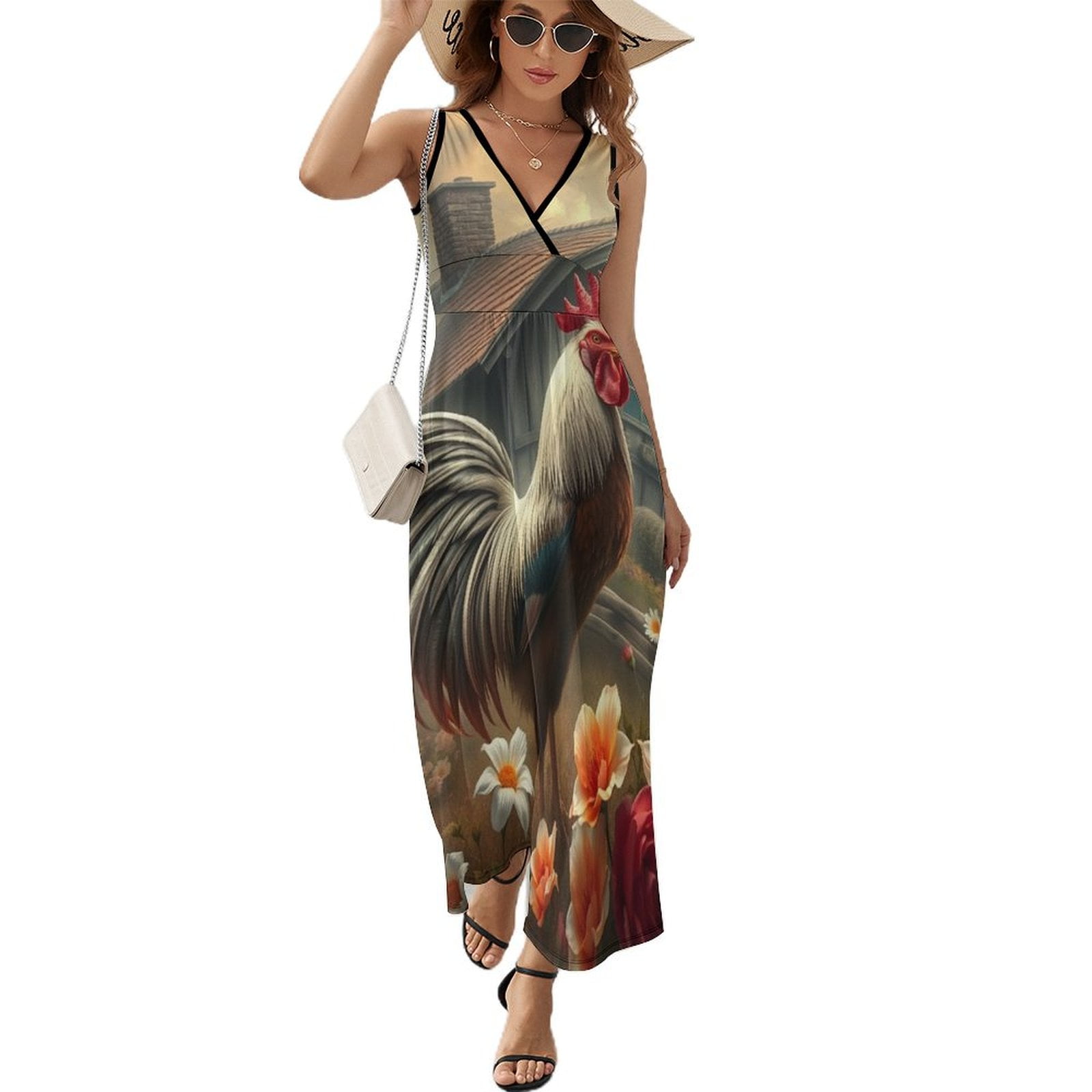 Farm Retro Male Rooster Sleeveless Dress Luxury Dresses For Official ...