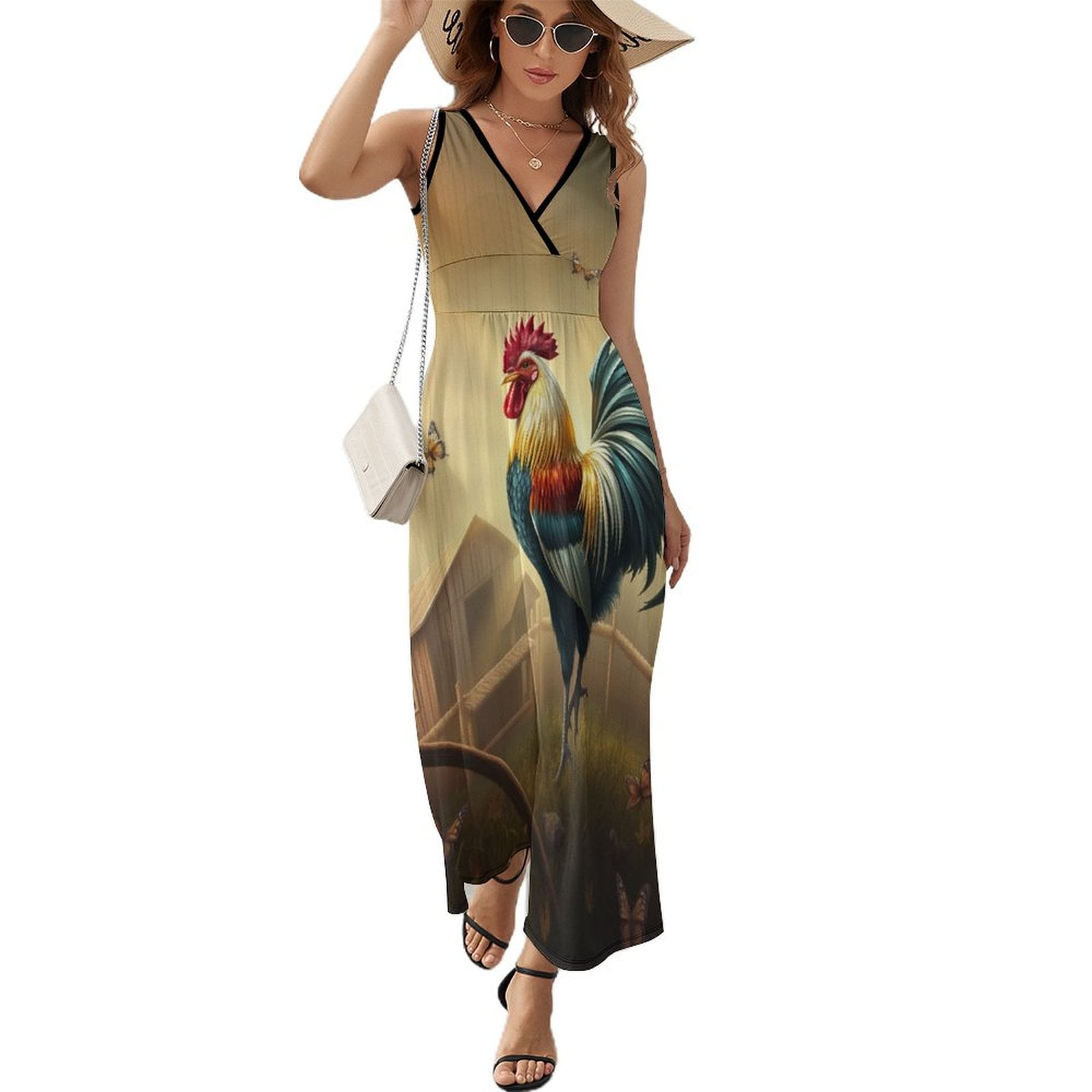 Farm Retro Male Rooster Sleeveless Dress Luxury Dresses For Official ...