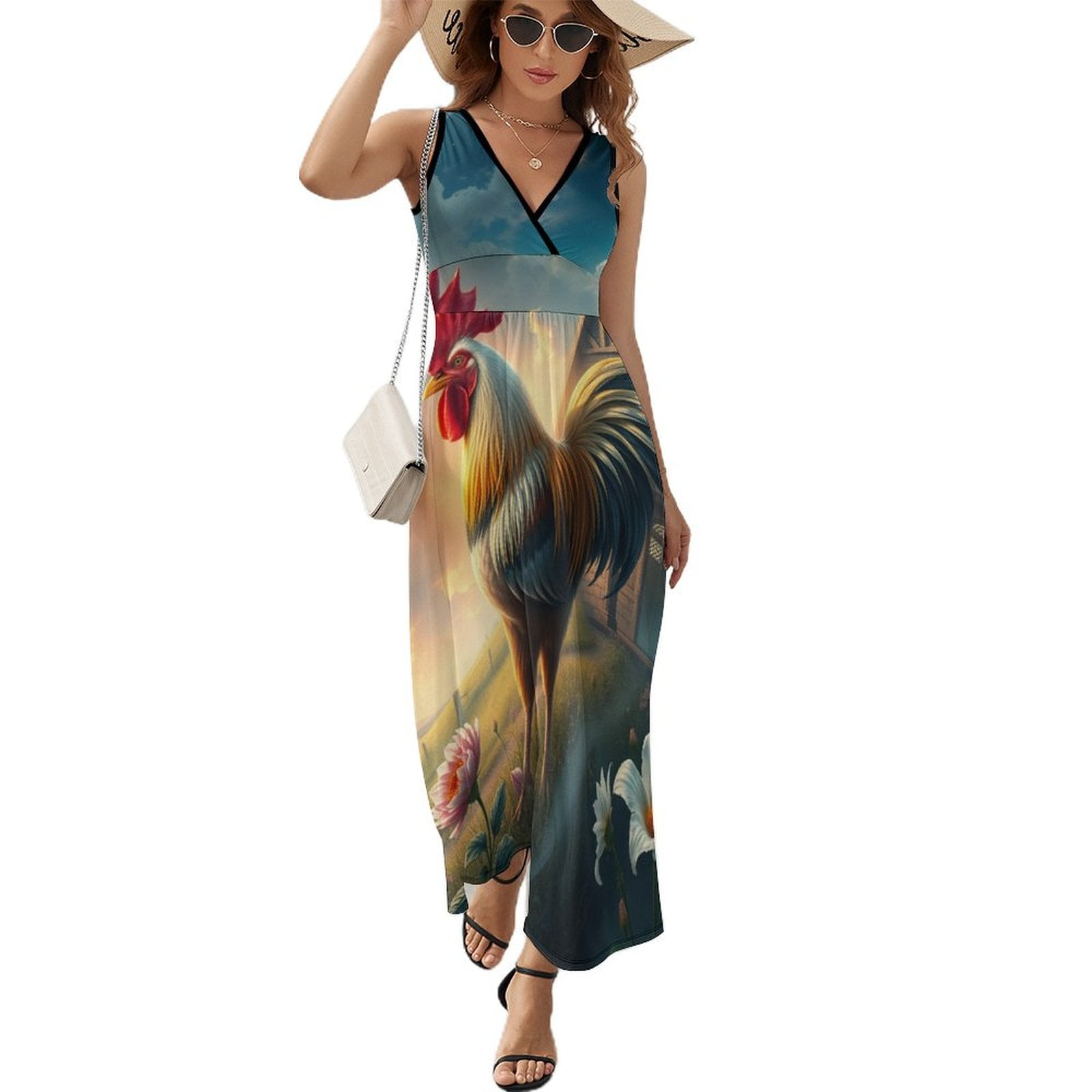 Farm Retro Male Rooster Sleeveless Dress Luxury Dresses For Official ...