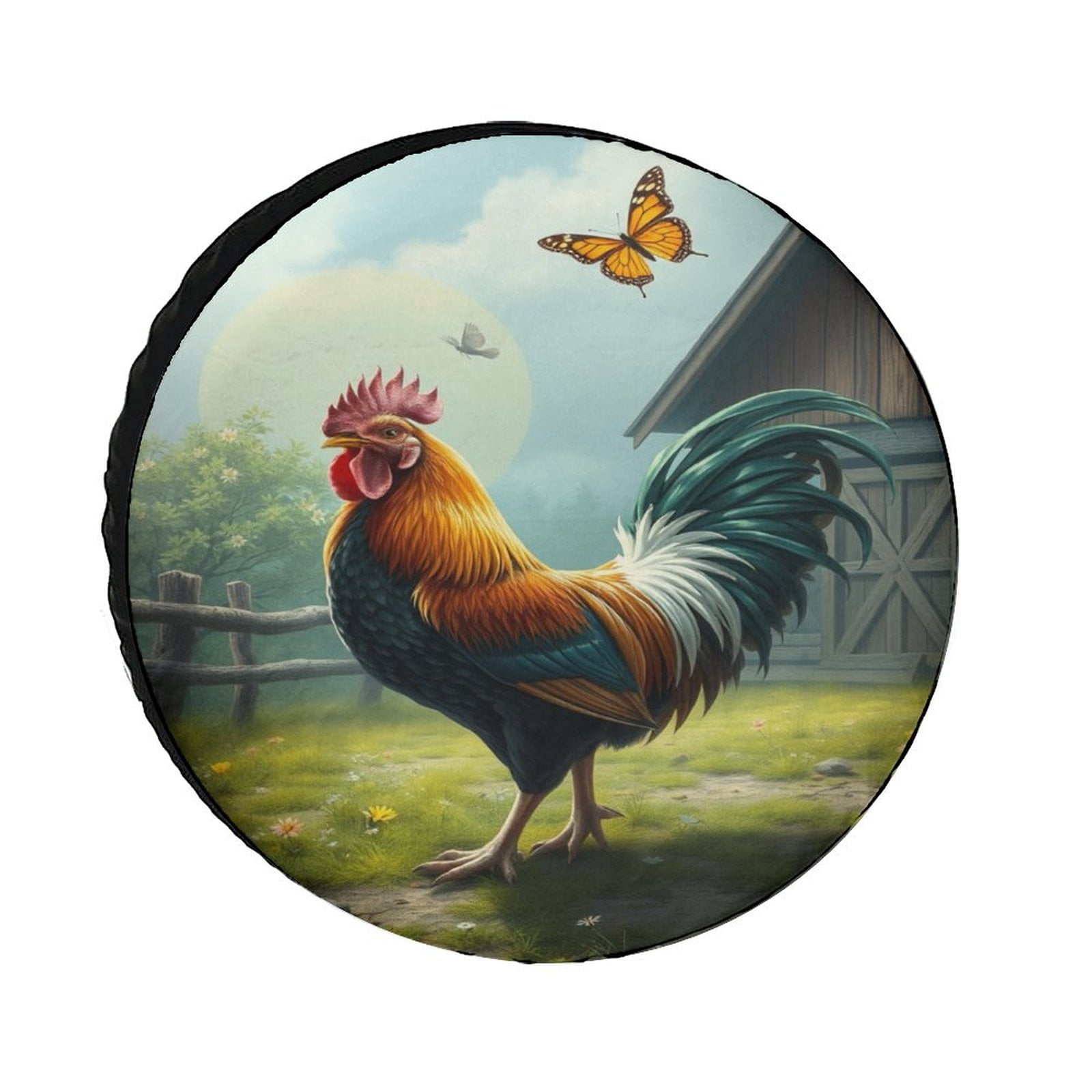 Farm Retro Male Rooster Spare Tire Cover Dust-Proof Wheel Tire Cover ...