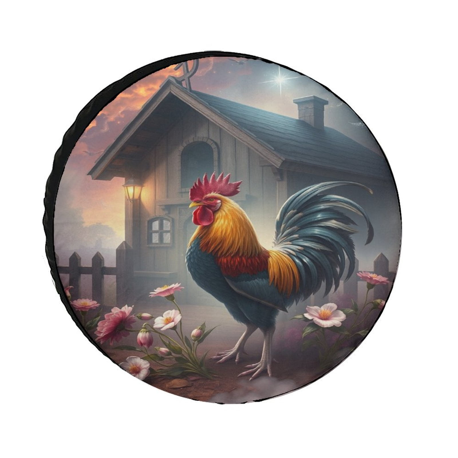 Farm Retro Male Rooster Spare Tire Cover Dust-Proof Wheel Tire Cover ...