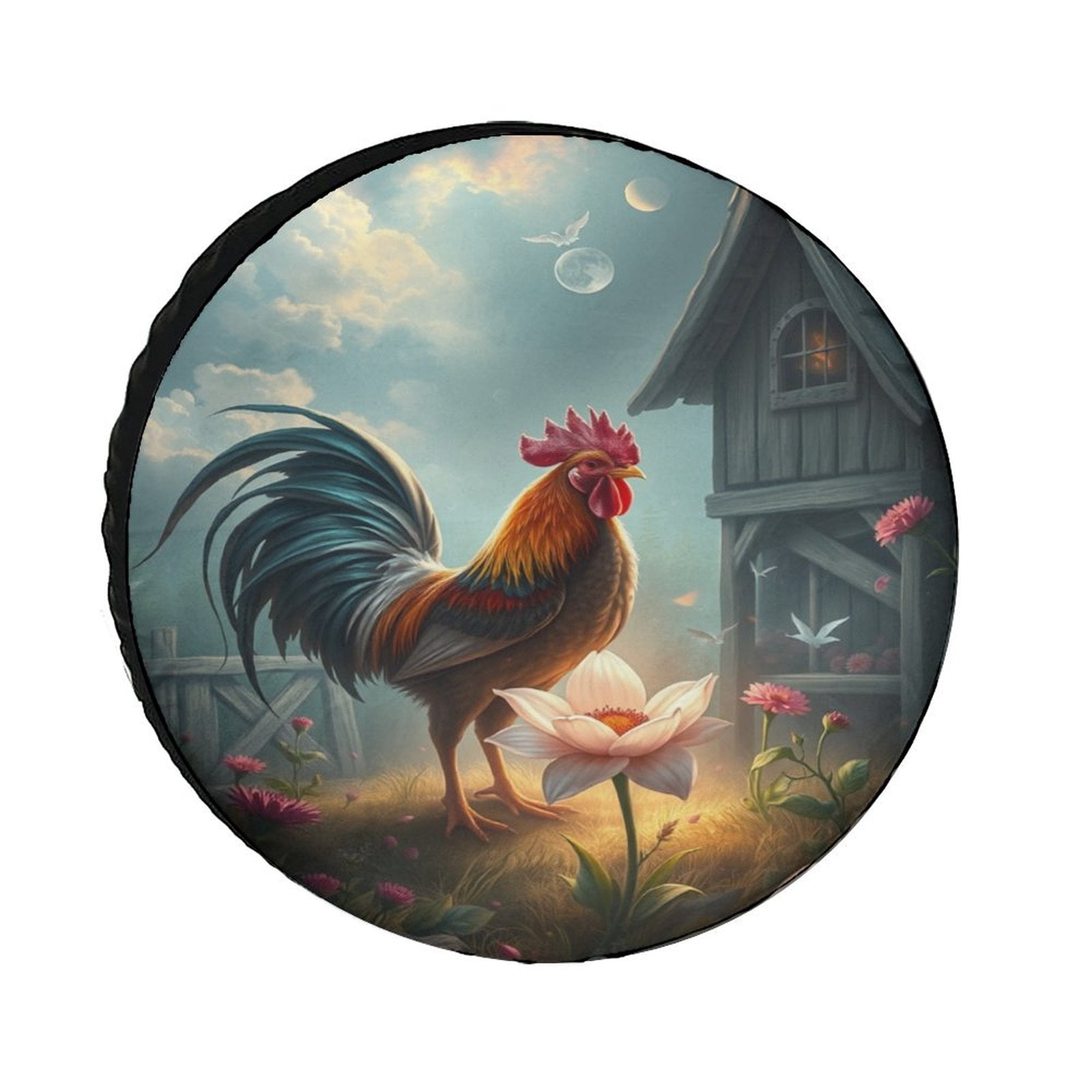 Farm Retro Male Rooster Spare Tire Cover Universal Wheel Tire ...