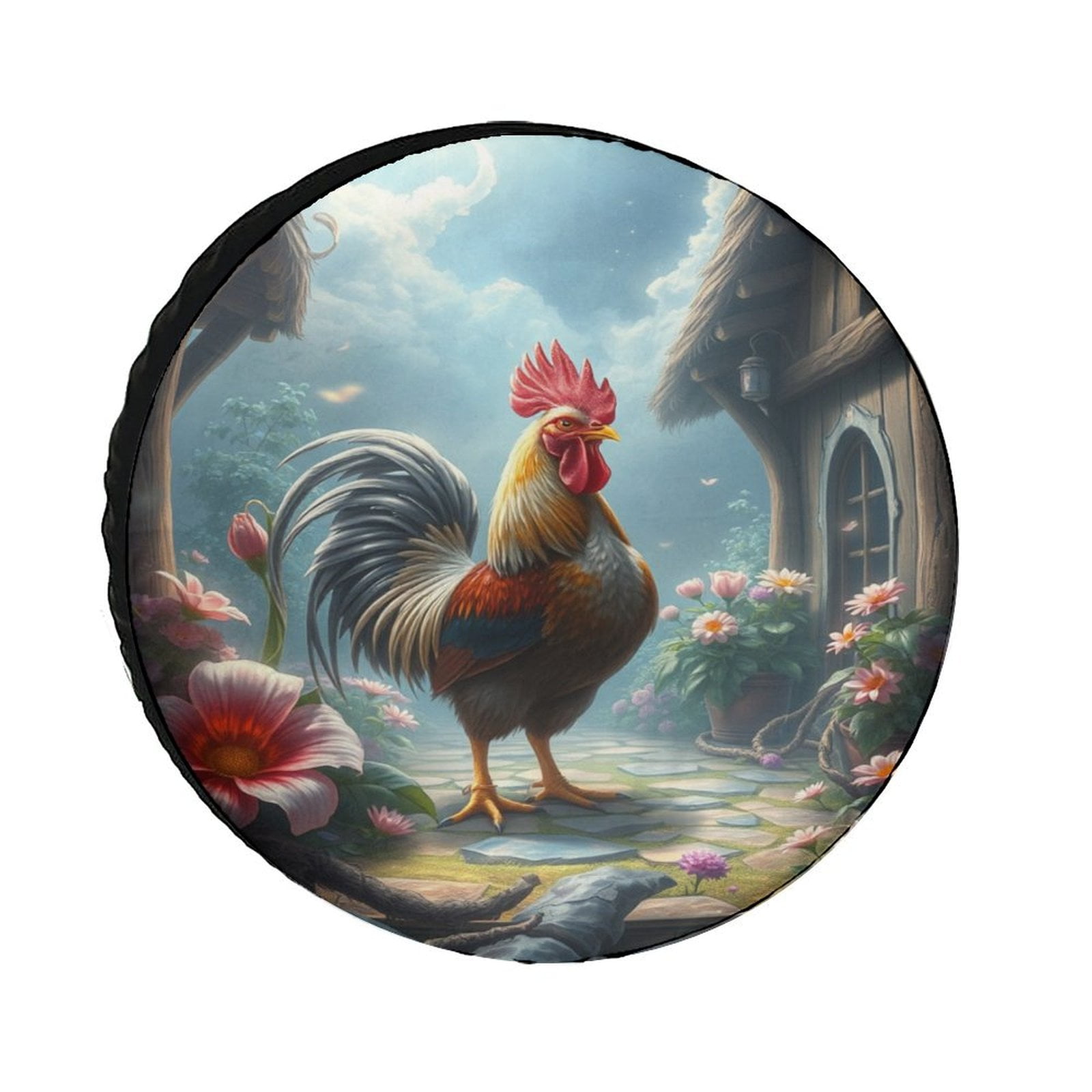 Farm Retro Male Rooster Spare Tire Cover Universal Wheel Tire ...