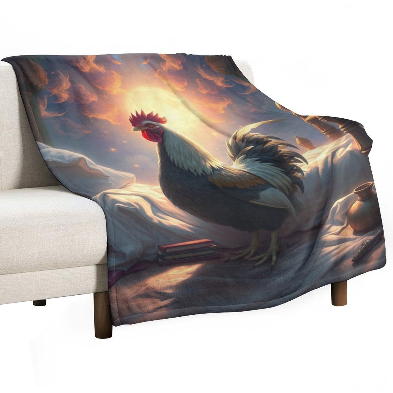 Farm Retro Male Rooster Throw Blanket Soft Plush Blanket Bedroom ...