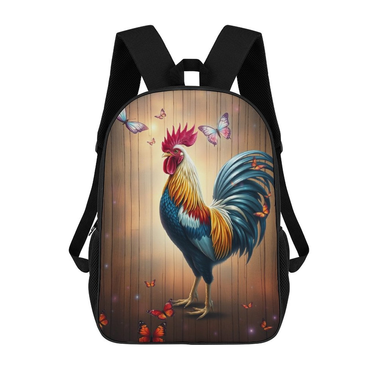Farm Retro Male RoosterZipper Backpack Book Bag Supplies 17 Inch ...