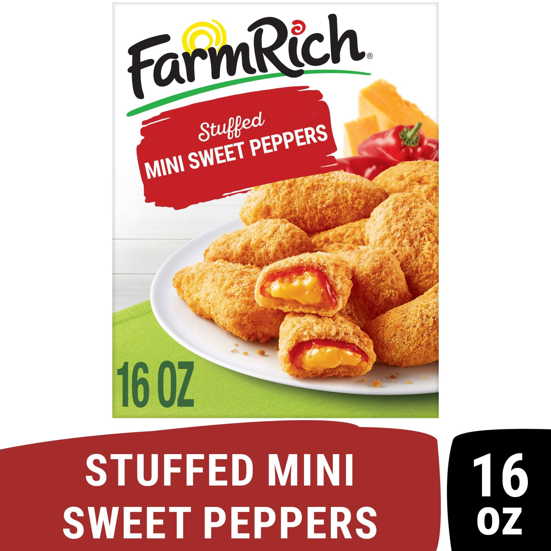 Farm Rich Stuffed Mini Sweet Peppers with Cheesy Filling, Regular, 16 oz (Frozen) - Walmart.com