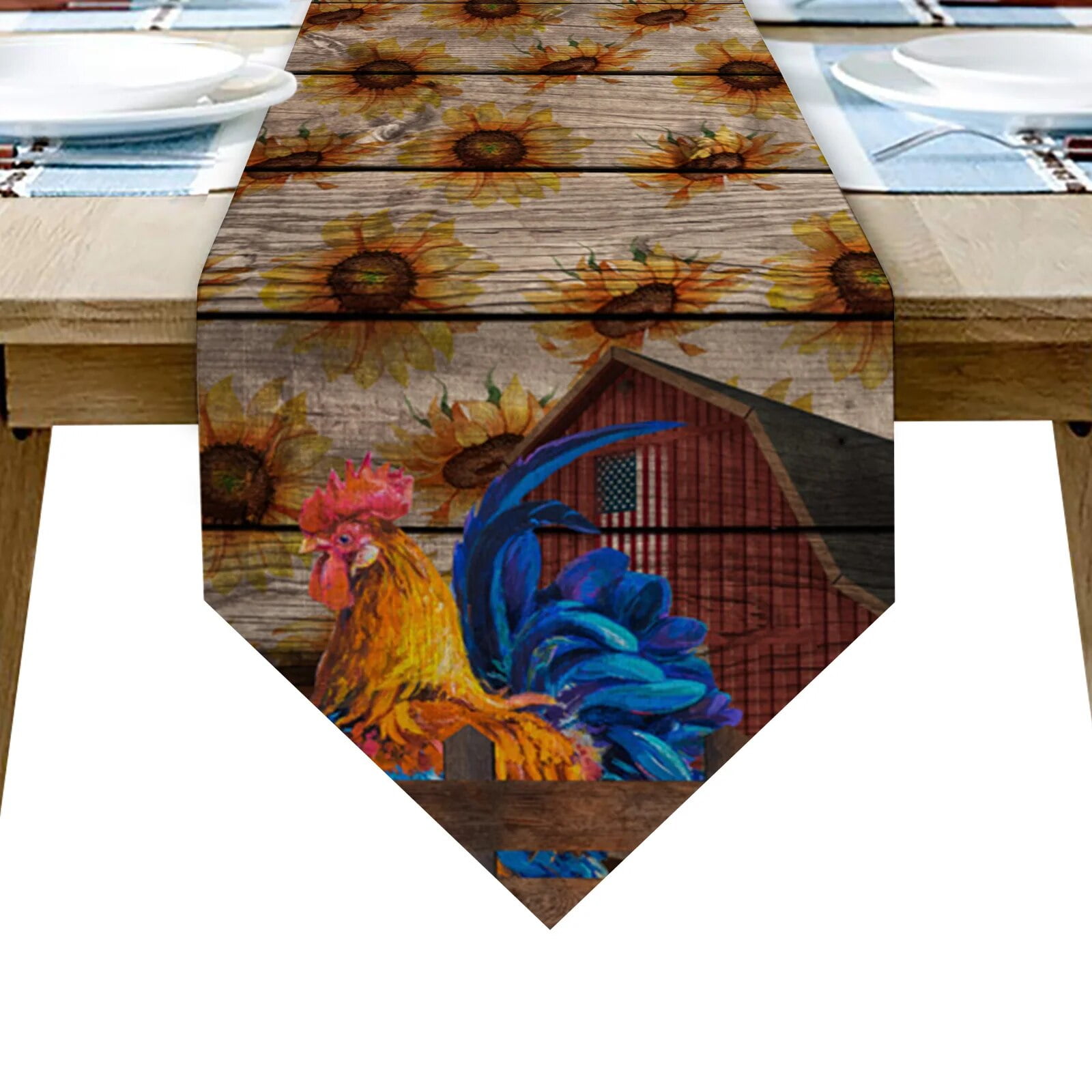 Farm Rooster Butterfly Texture Table Runner Wedding Table Decoration ...