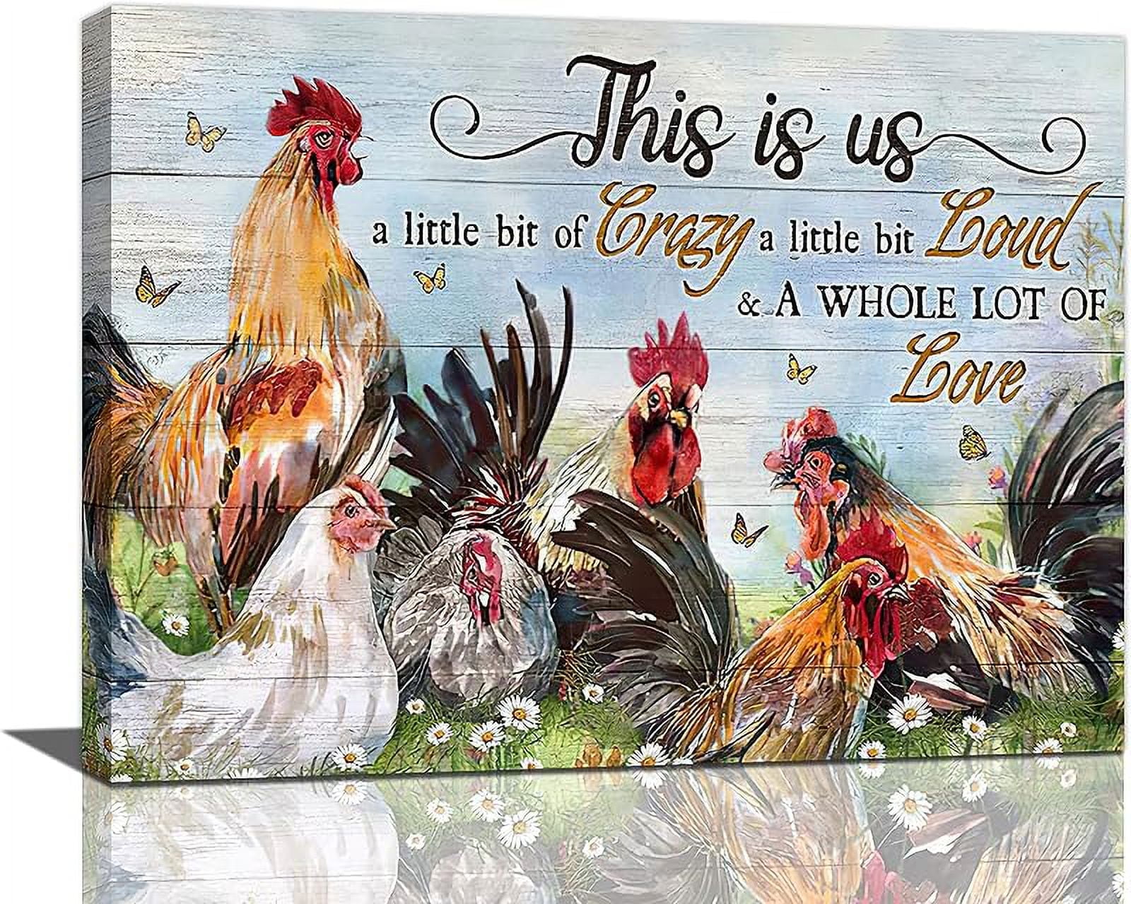 Farm Rooster Decor Wall Art Rustic Farmhouse Chicken Animal Pictures ...
