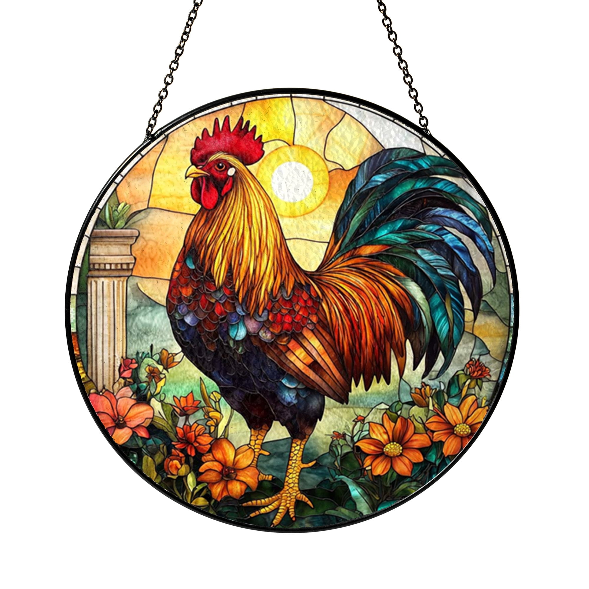 Farm Rooster Glass Window Hanging – Rustic Home Decor2101 - Walmart.com