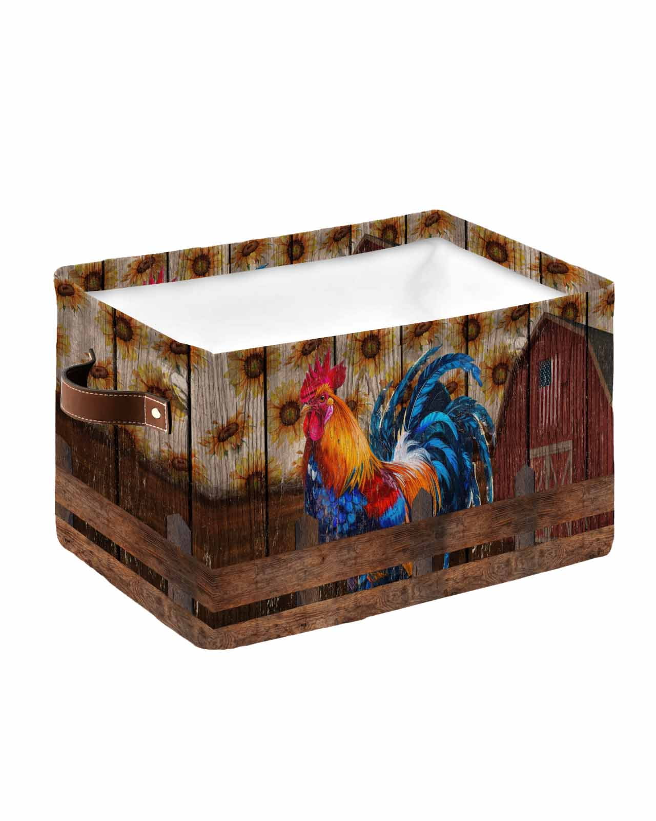 Farm Rooster Large Storage Baskets Bins Farmhouse Rustic Animals ...