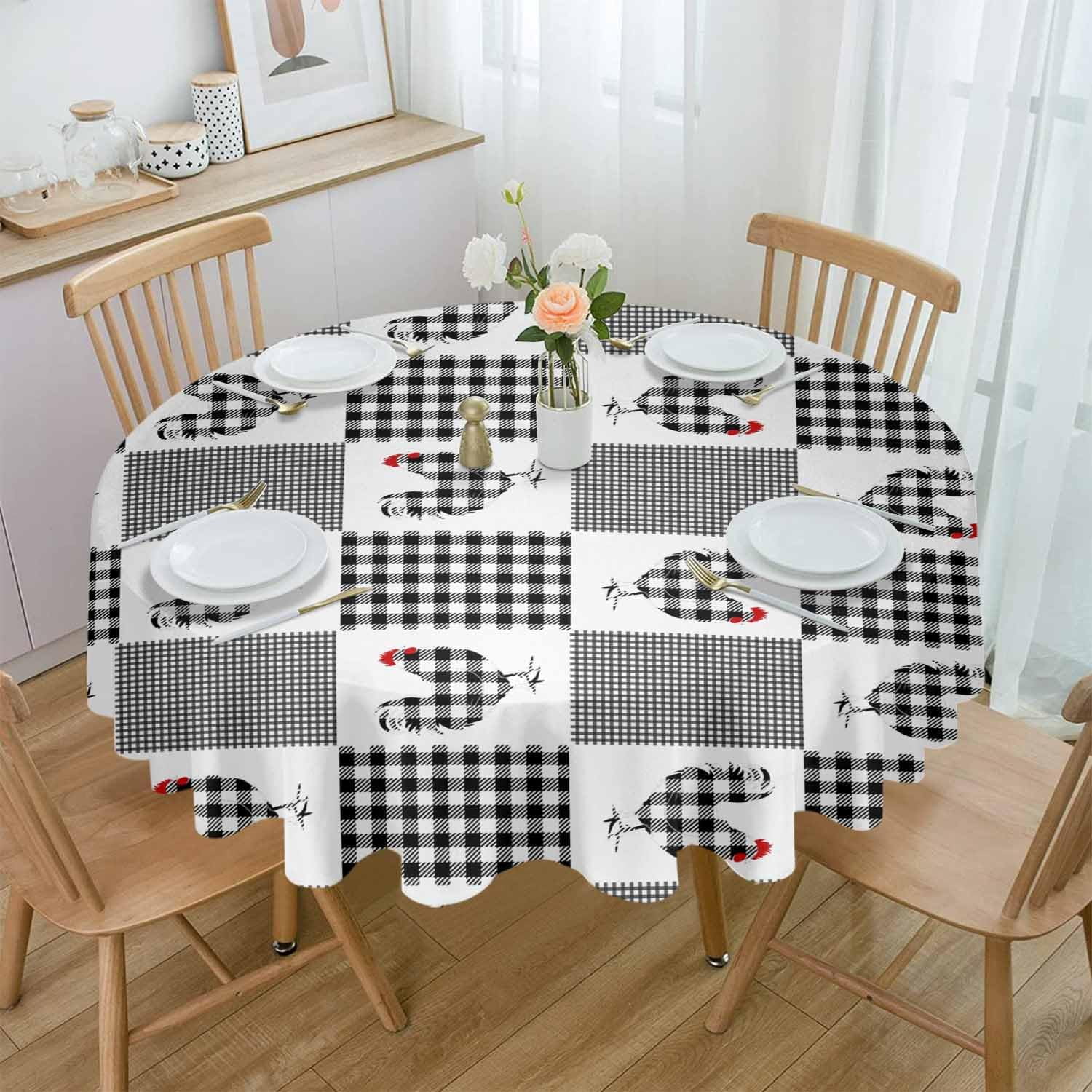 Farm Rooster Round Tablecloth 60 Inch - Waterproof Fabric Table Cloth ...