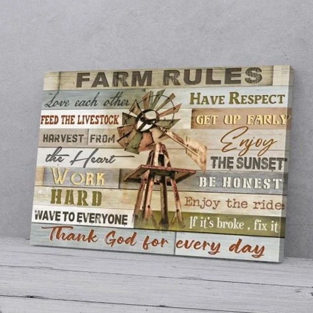 Farm Rules Farmer NO FRAMED POSTER Home Decor, Vintage Art Print ...