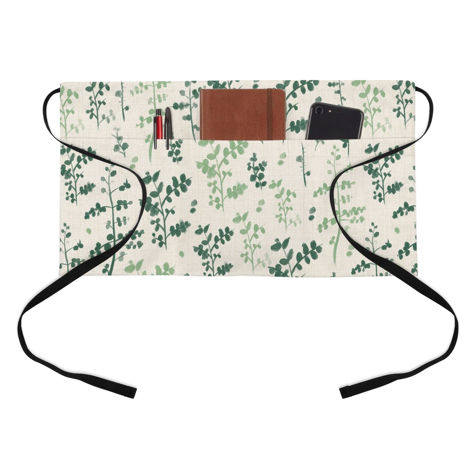 Farm Sage Green Leaves Kitchen Restaurant Half Waist Apron, Country ...
