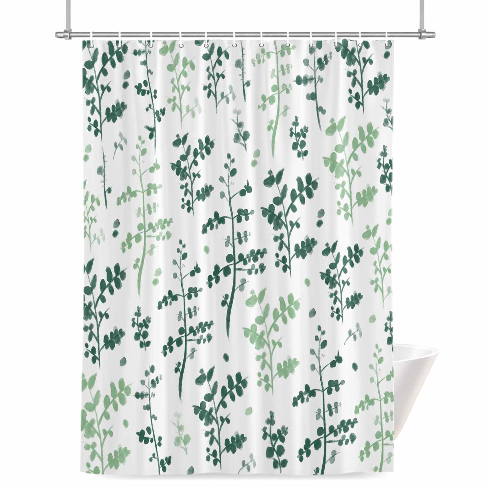 Farm Sage Green Leaves Shower Curtains for Bathroom, Country Style ...