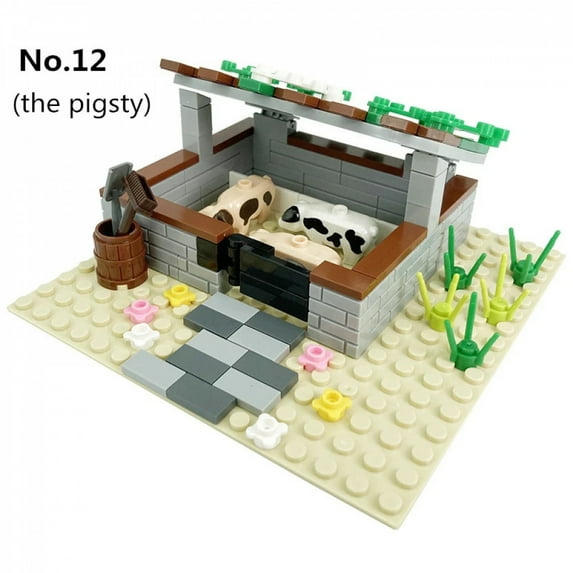 Farm Scene Series Radish Field Corn Field Pigsty Cowshed Assembling ...