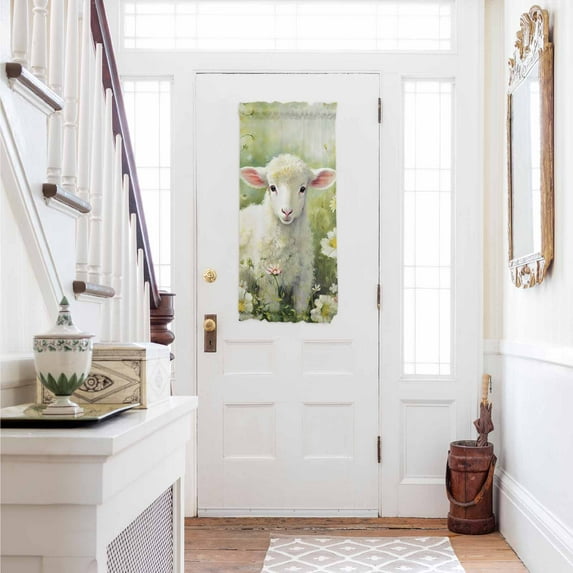Farm Sheep Daisy Door Curtains for Door Window, French Sidelight Front ...