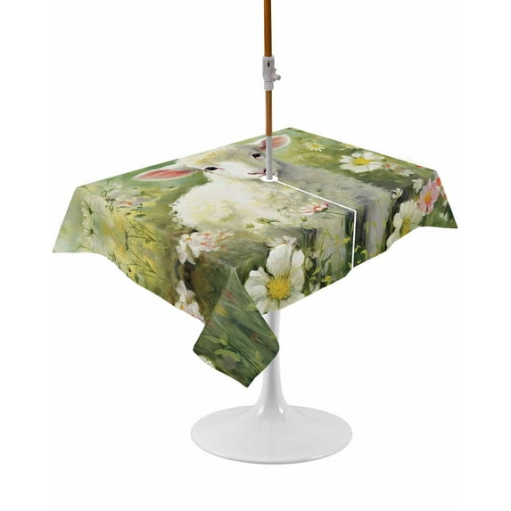 Farm Sheep Daisy Rectangle Outdoor Tablecloth, Waterproof Table Cloth ...