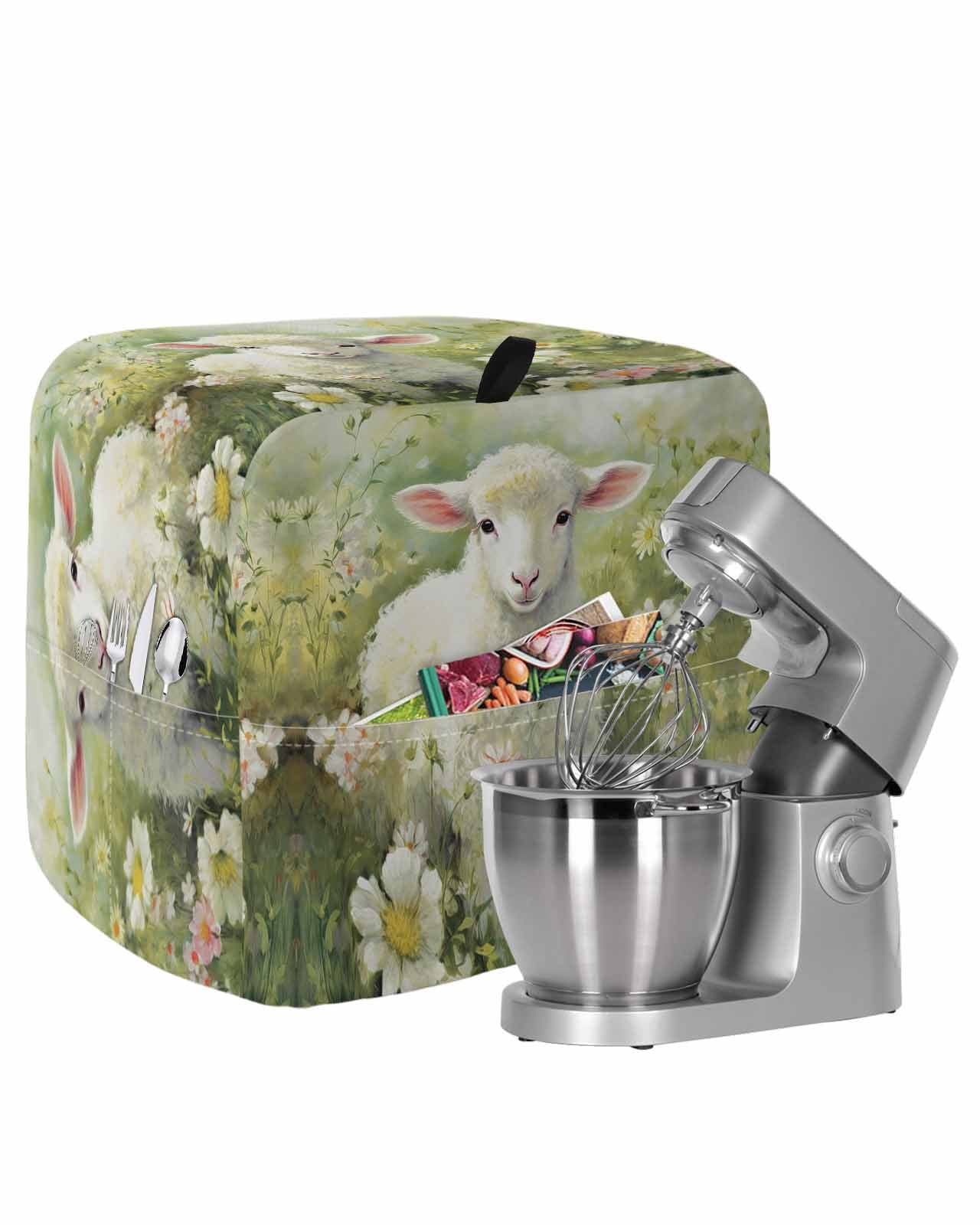 Farm Sheep Daisy Stand Mixer Dust Cover with Storage Pocket & Handles ...