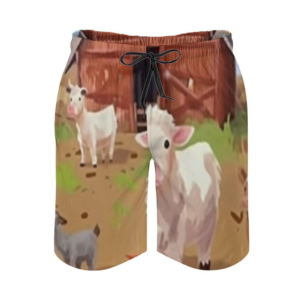 Farm Sheep Dog Cow Mens Swim Trunks Dry Board Shorts Summer Beach Short ...