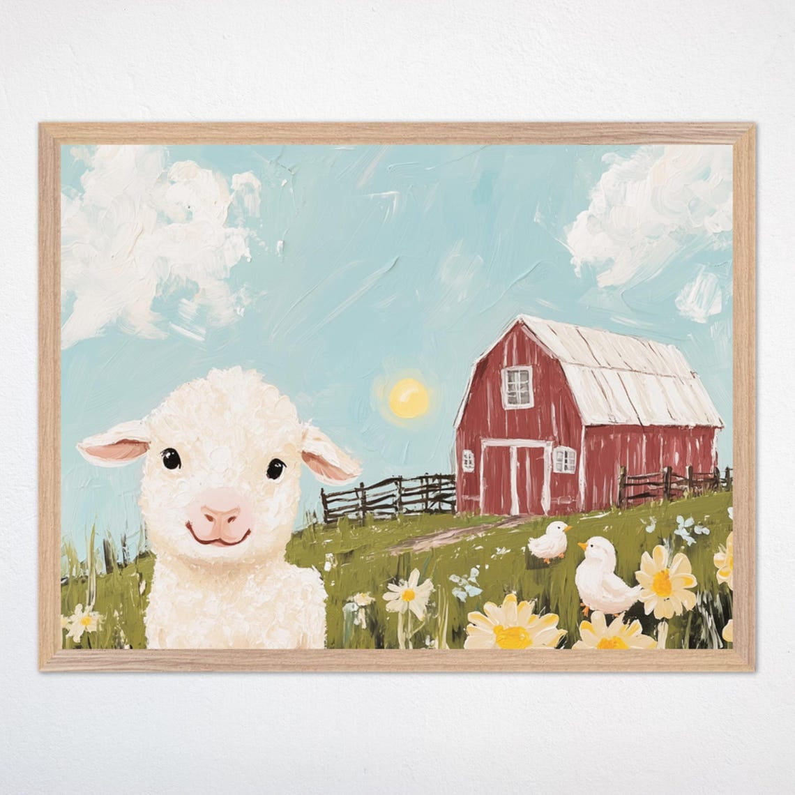 Farm Sheep Nursery Wall Art, Rustic Barn Art, Whimsical Sheep Decor ...
