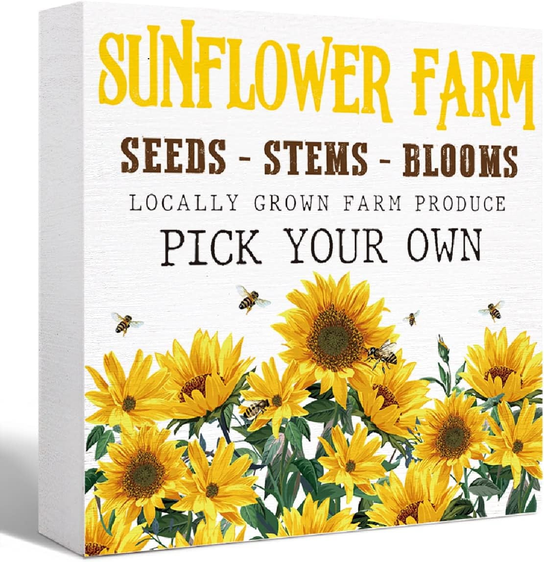 Farm Sunflower Wood Box Sign Sunflower Farm Market Wooden Block Sign ...