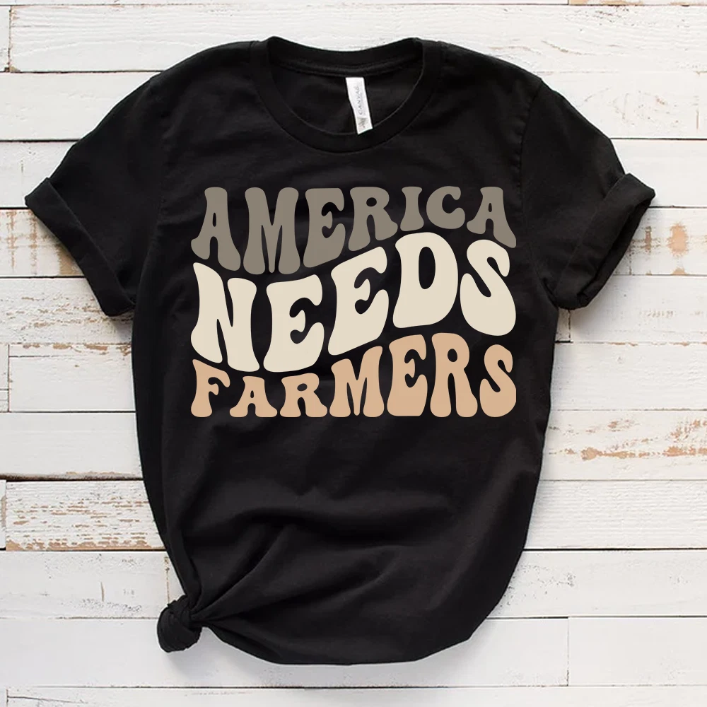 Farm Support Groovy America Needs Farmers Local Agriculture Unisex T ...