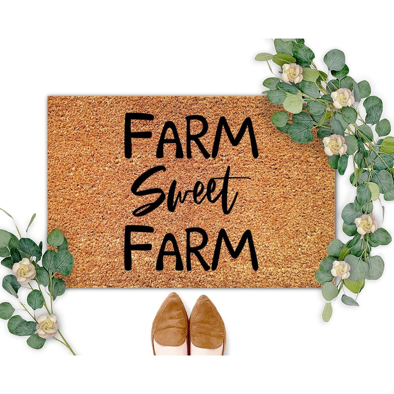 Farm Sweet Farm Coir Door Mat Bible Scripture Coir Fiber Doormat Rustic ...