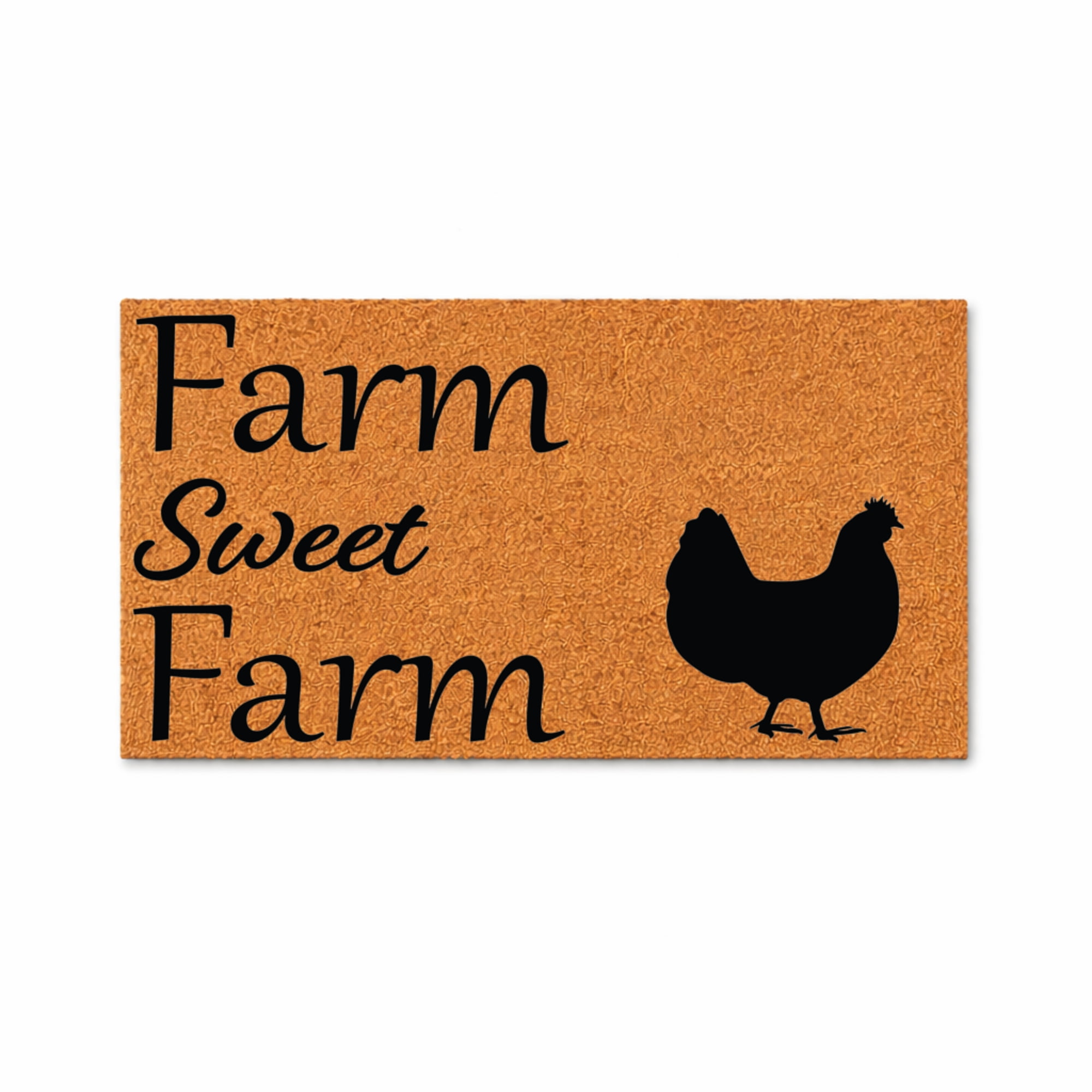 Farm Sweet Farm, Chicken Silhouette Doormat - Brown Coir PVC Outdoor ...
