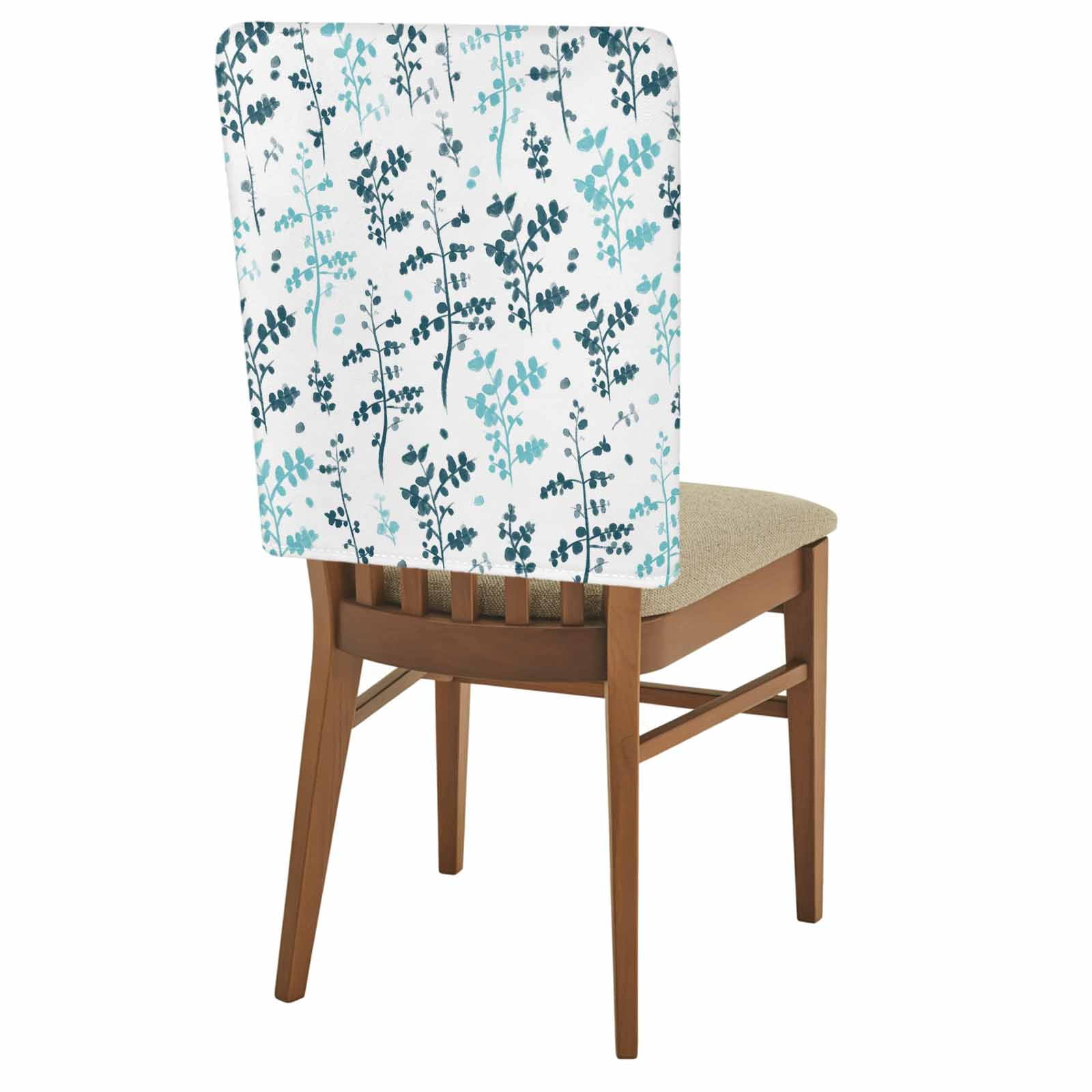 Farm Teal Green Leaves Chair Back Covers Set of 1, Country Style Plant ...