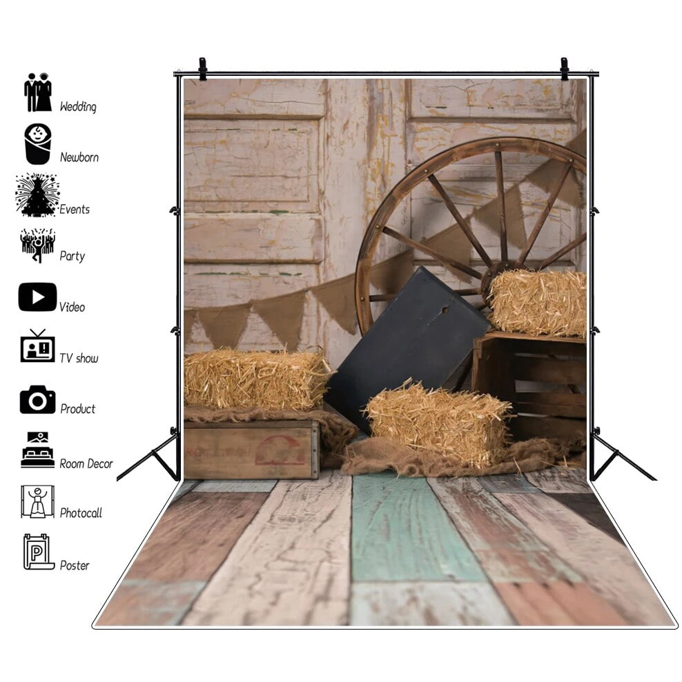 Farm Theme Backdrop For Photography Warehouse Haystack Wood Texture ...