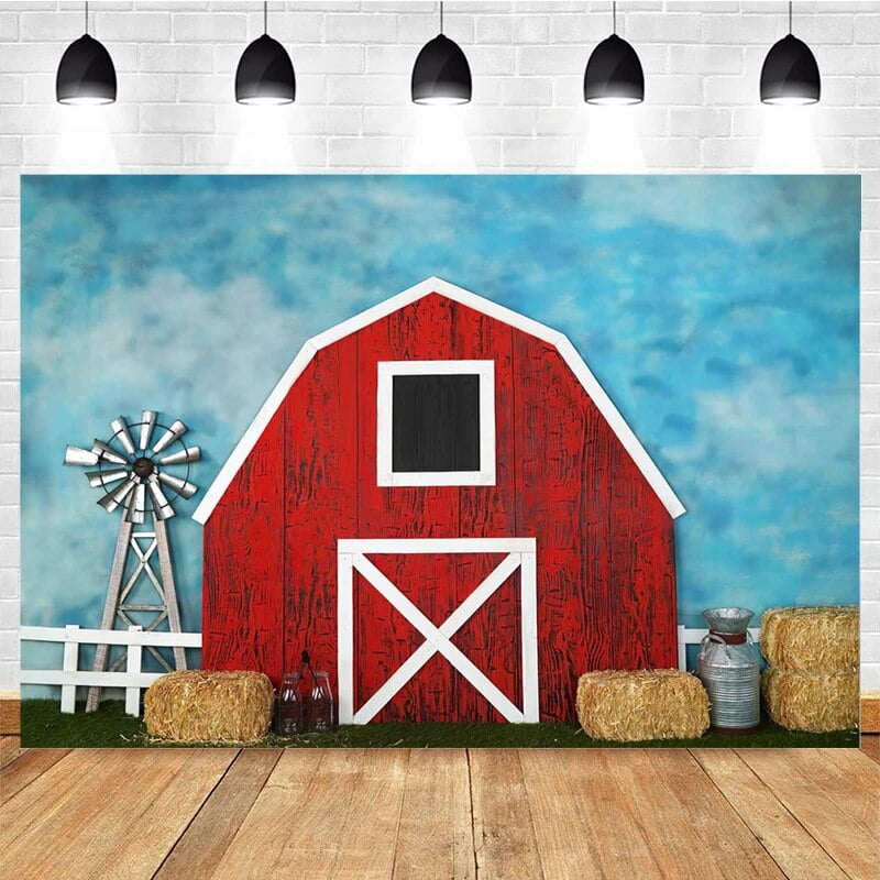 Farm Theme Children Birthday Cake Smash Photography Backdrops Red Barn ...