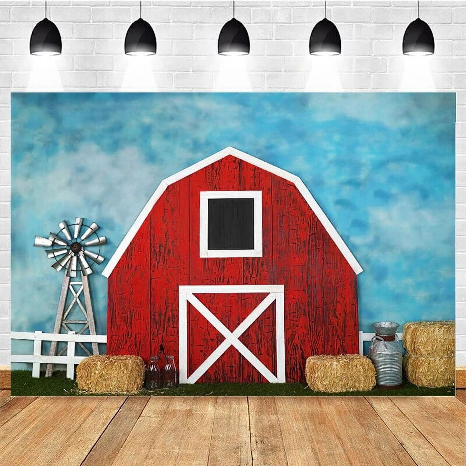 Farm Theme Children Birthday Cake Smash Photography Backdrops Red Barn ...