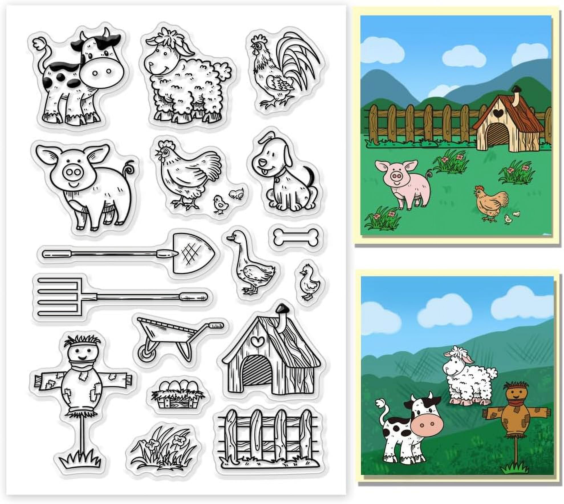 Farm Theme Clear Stamps Cow Sheep Pig Transparent Rubber Stamps ...