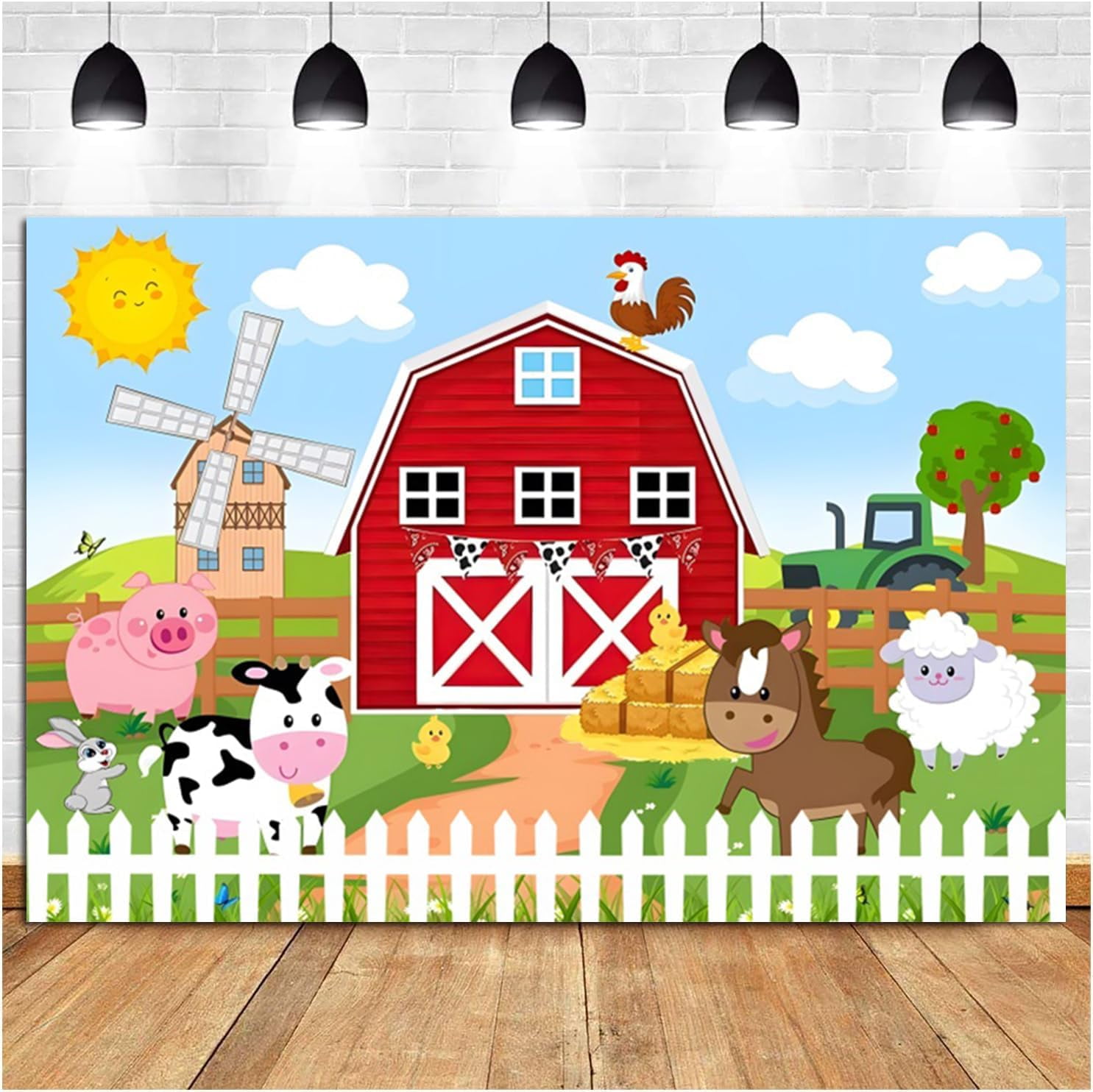 Farm Theme Pretty Backdrop Red Barn Farmhouse Animals Photography ...