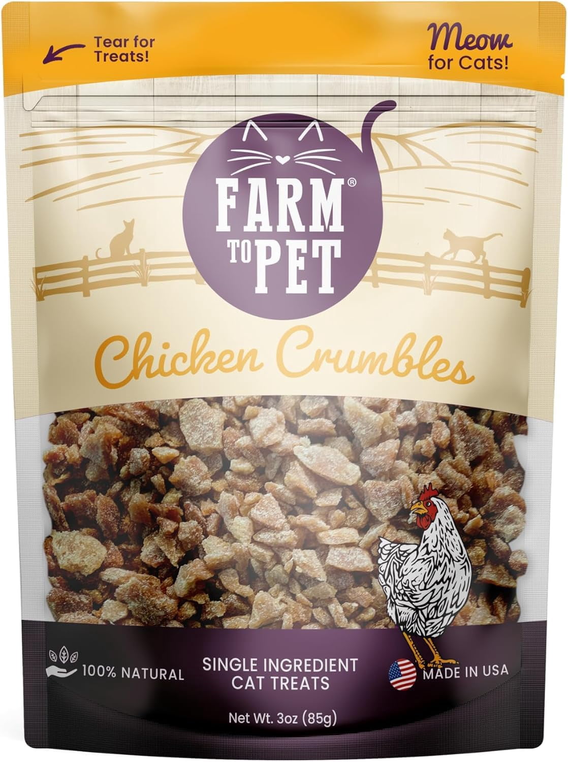 Farm To Pet Cat Treat Crumbles | Single Ingredient Cat Treats, Snacks ...