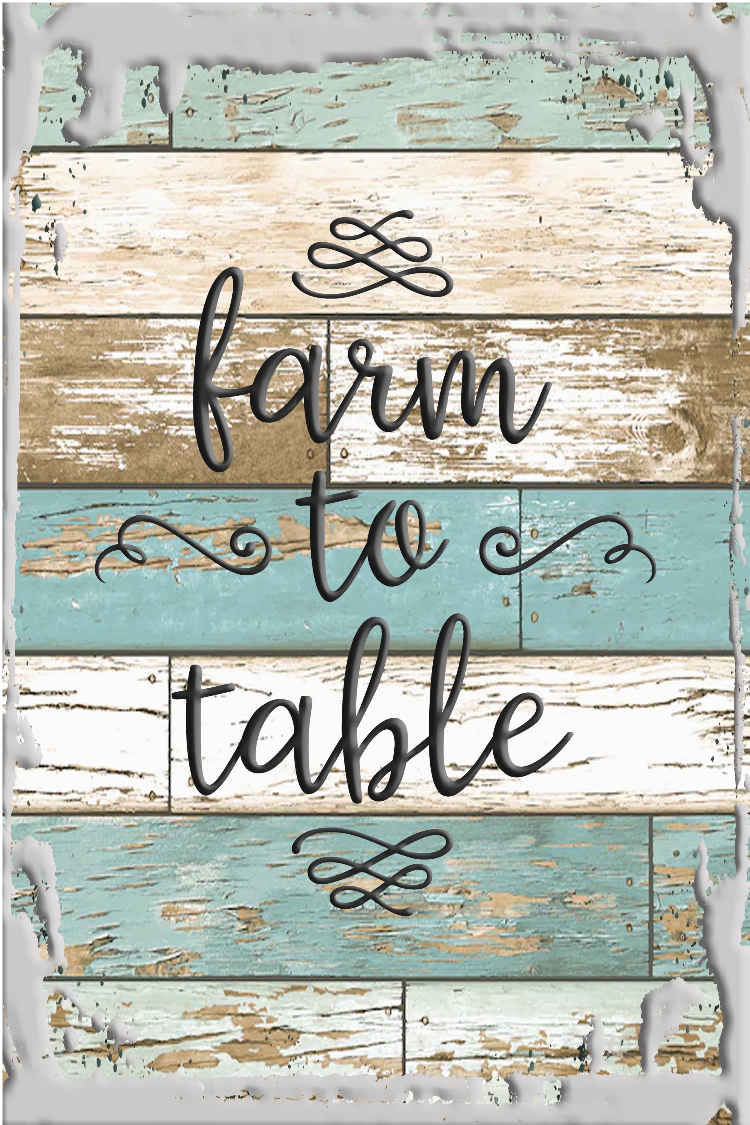 Farm To Table Garden Cursive Font Tin Country Life Cooking White Wall ...