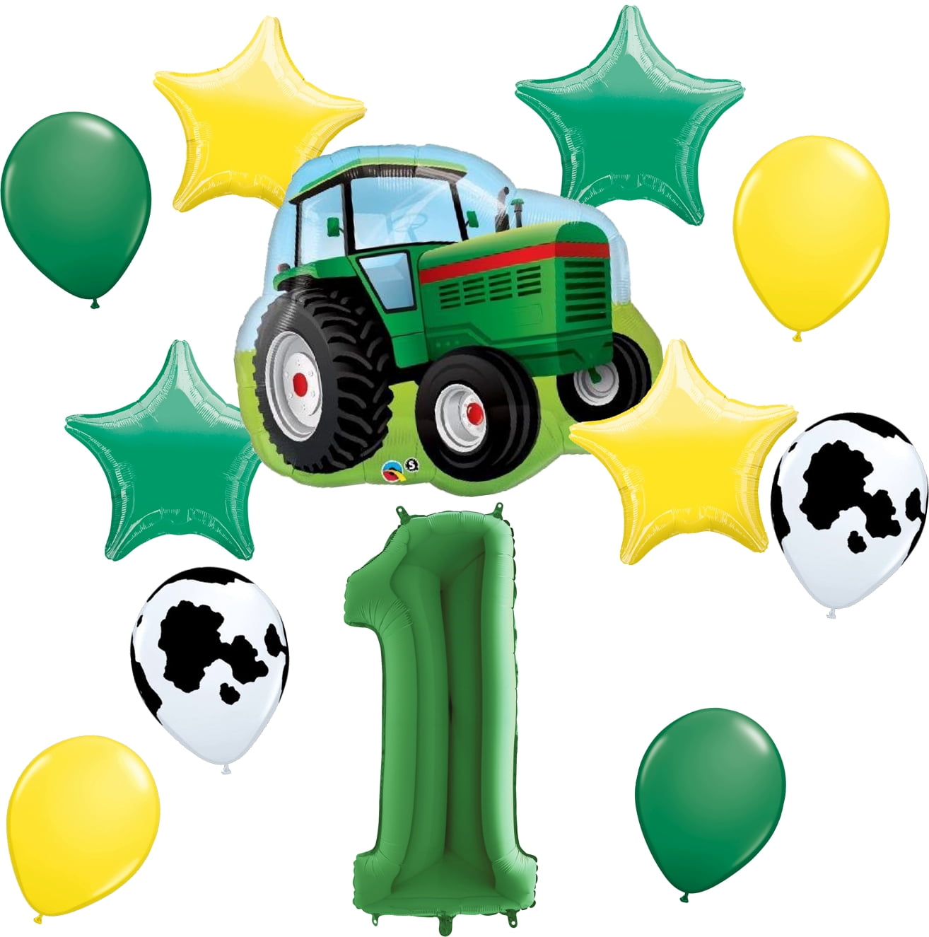 Farm Tractor 1st Birthday Party Supplies 13 pc Balloon Bouquet ...