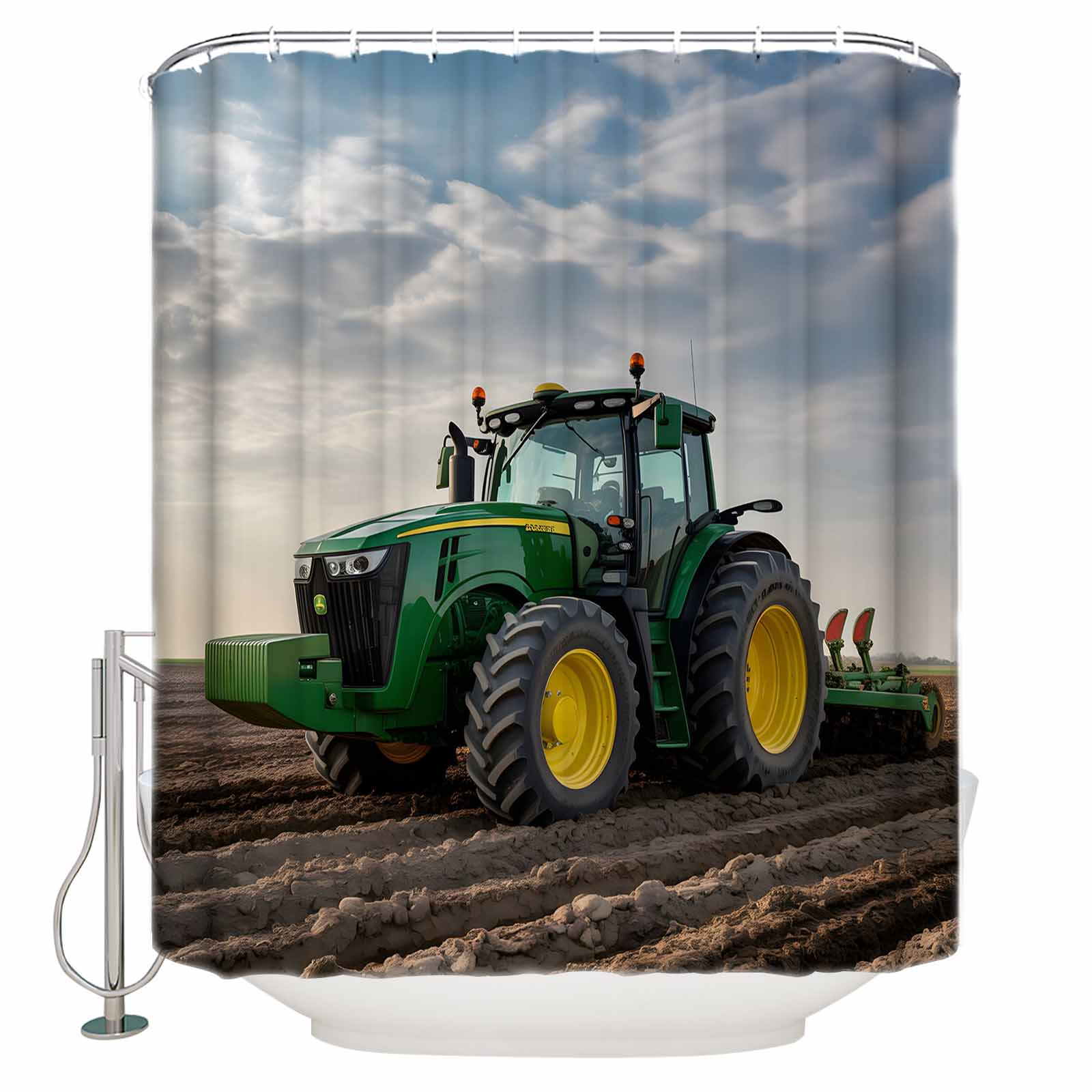 Farm Tractor Bathroom Shower Curtains with 12 Hooks Polyester ...