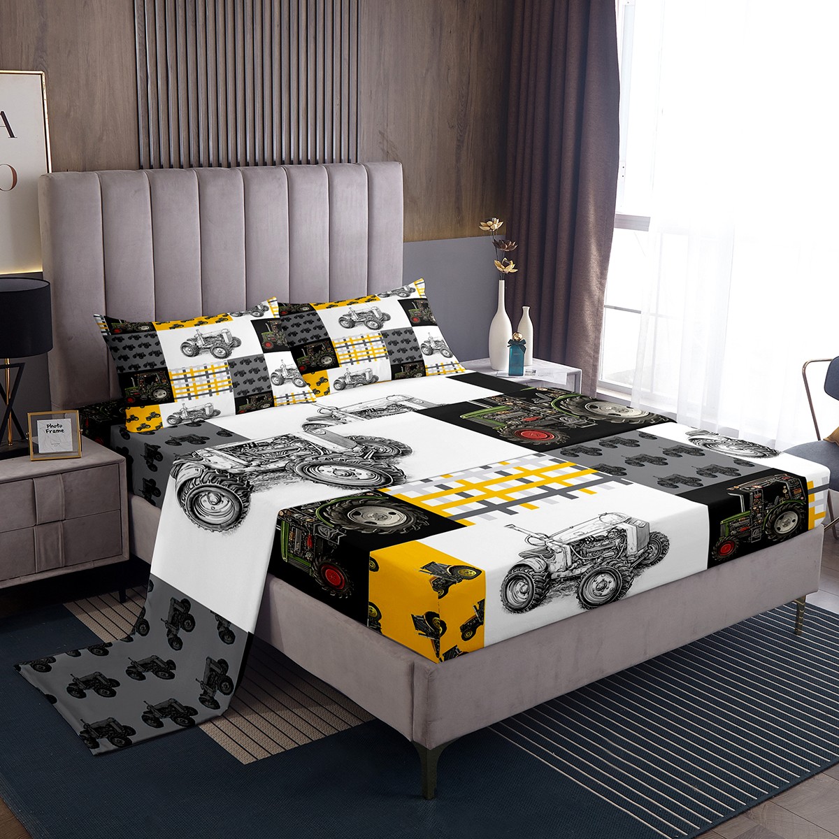 Farm Tractor Bed Sheets Set Construction Sheets,Big Wheel Car Sheet Set ...