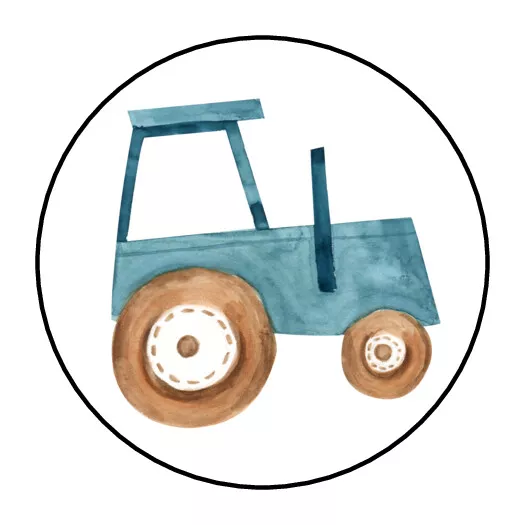 Farm Tractor Birthday Baby Shower Favor Labels Round Stickers Phone ...