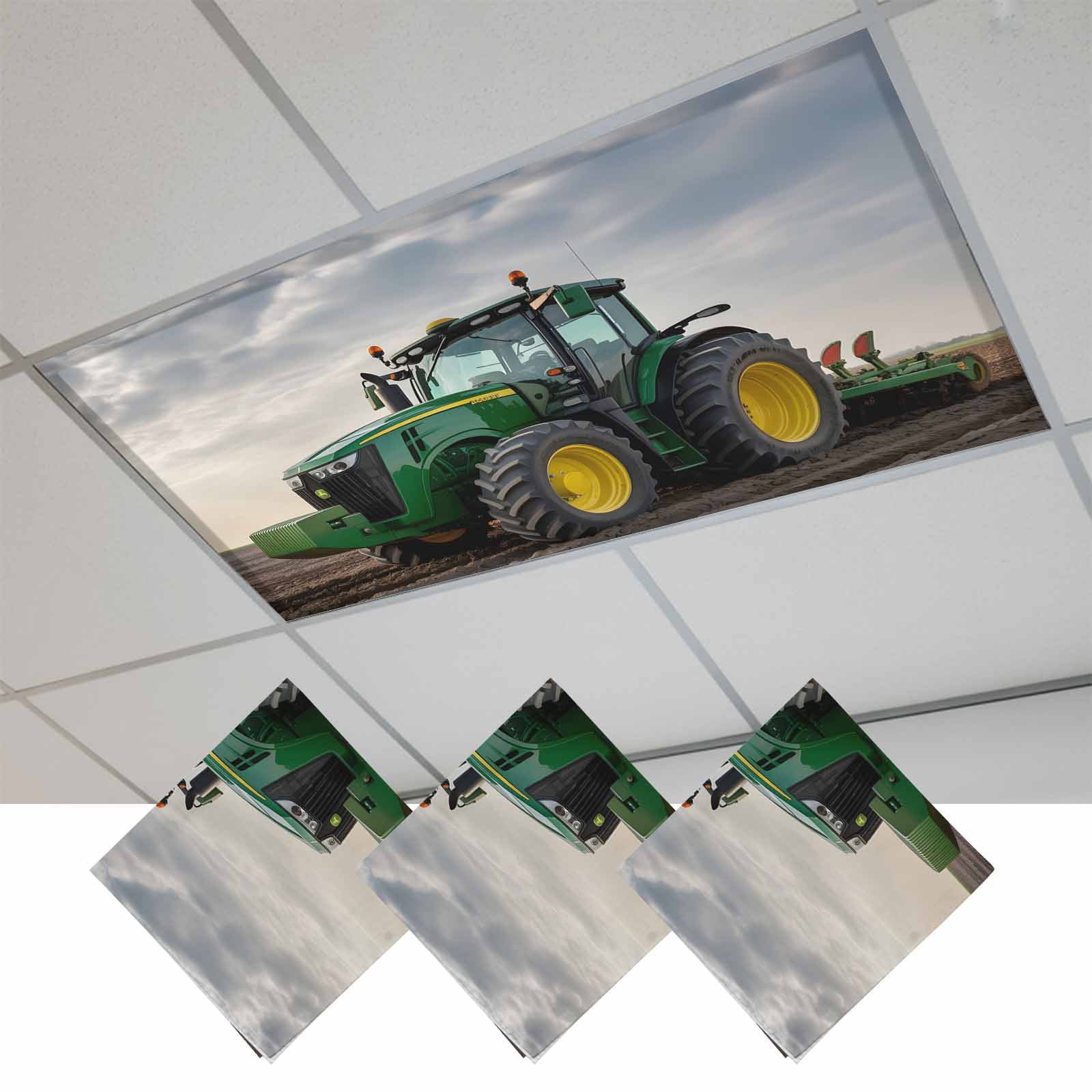 Farm Tractor Fluorescent Light Covers, Green Truck Country Rustic Field ...