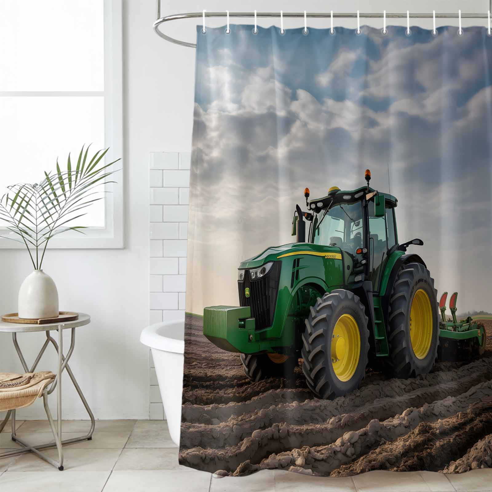 Farm Tractor Shower Curtain, Waterproof Shower Curtains for Bathroom ...