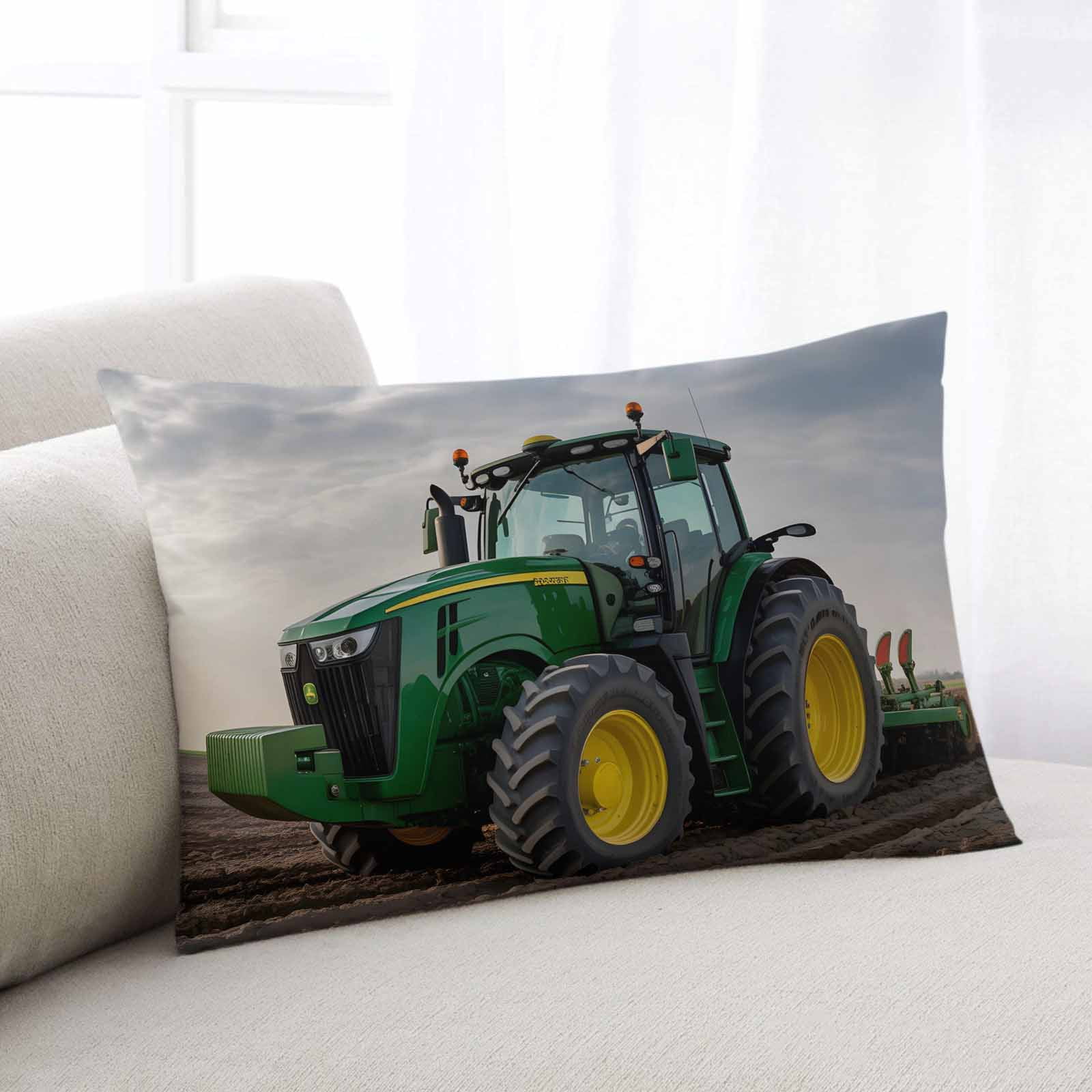 Farm Tractor Throw Pillow Covers, Green Truck Country Rustic Field ...