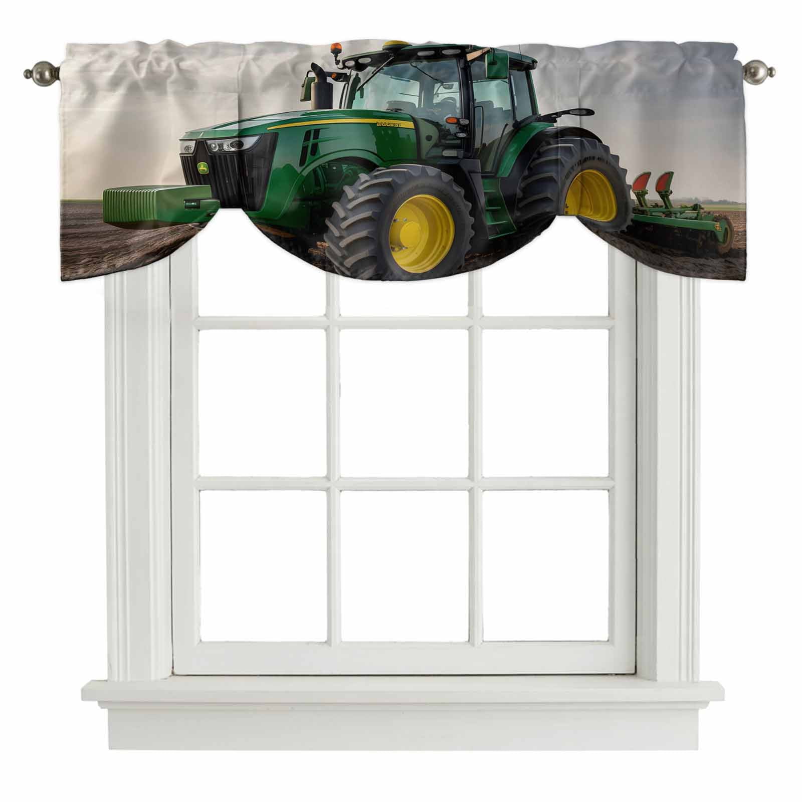 Farm Tractor Tie Up Valance Curtains for Windows, Kitchen Curtains ...