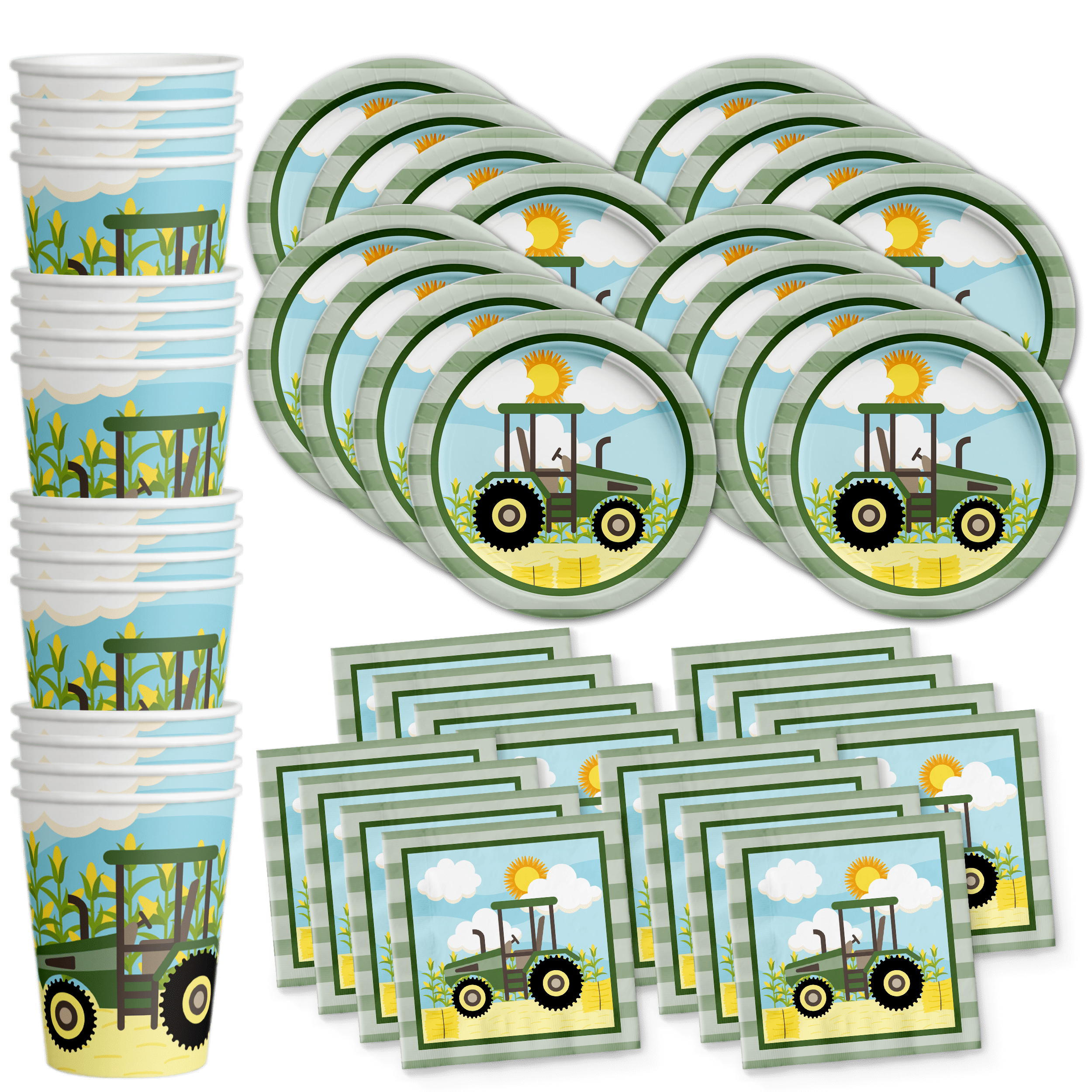 Farm Tractor Time Birthday Party Decorations - Plates, Napkins, Cups ...
