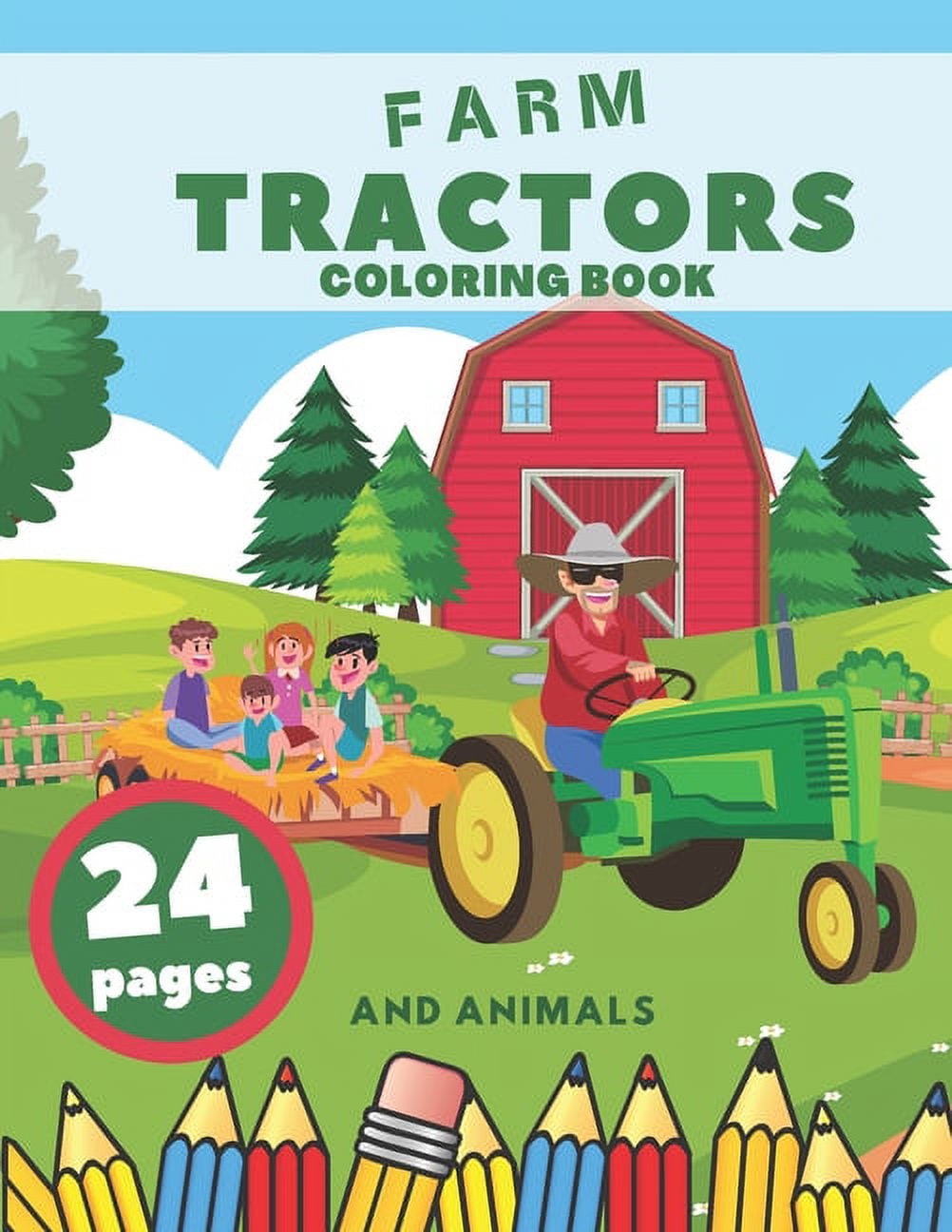 Farm Tractors Coloring Book And Animals: Farming Animal Relaxation ...