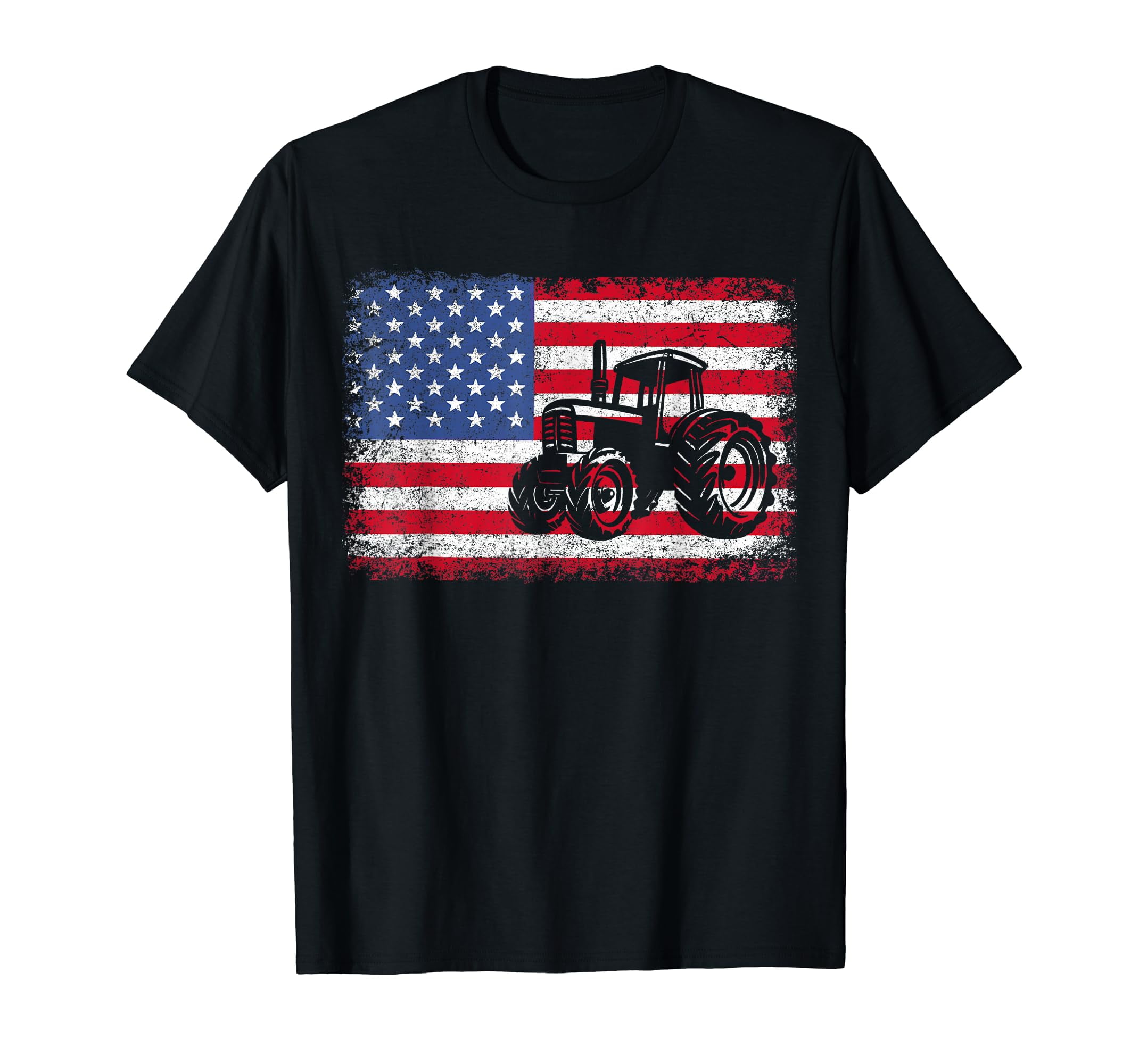 Farm Tractors USA Flag Patriotic Farming Gift Men Women Boys T-Shirt ...