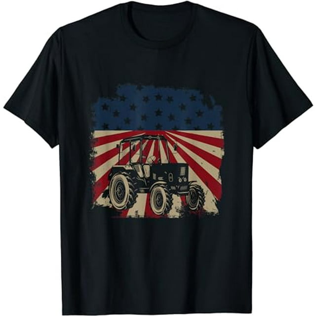 Farm Tractors Usa Flag Patriotic Farming Tractor T Shirt