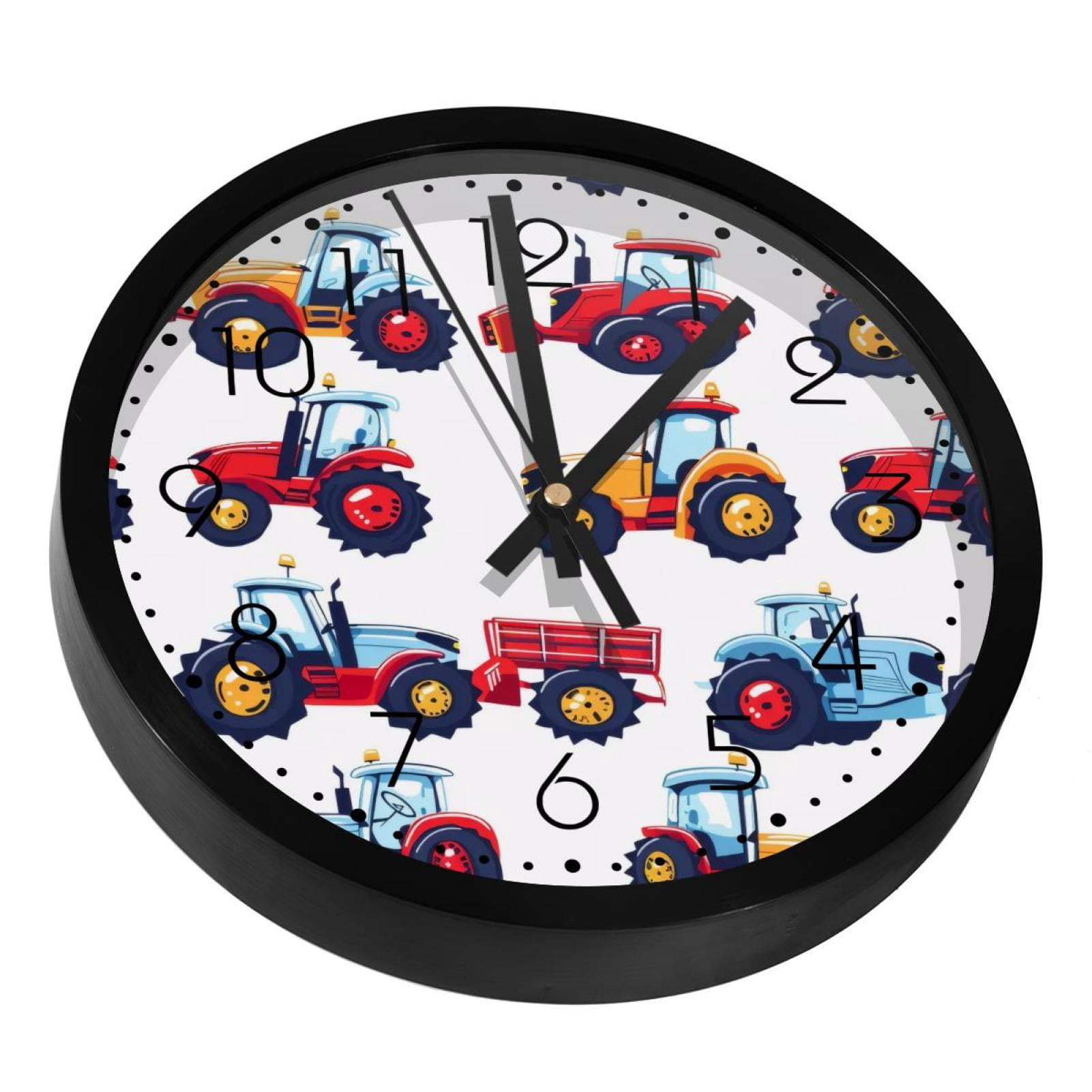 Farm Tractors with Trolley Silent Wall Clock, Non Ticking Battery ...