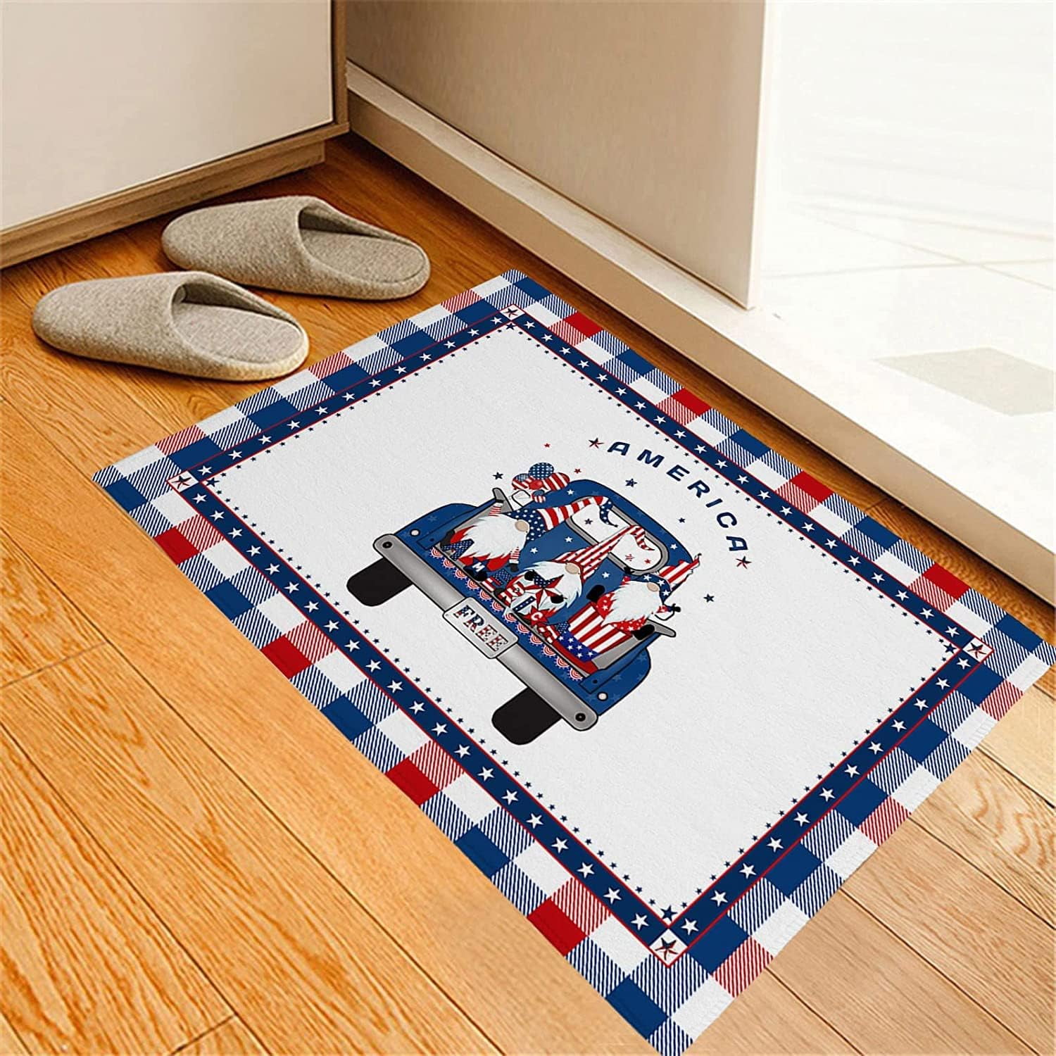 Farm Truck American Flag Gnomes Non Slip Backed Entryway Rugs for ...